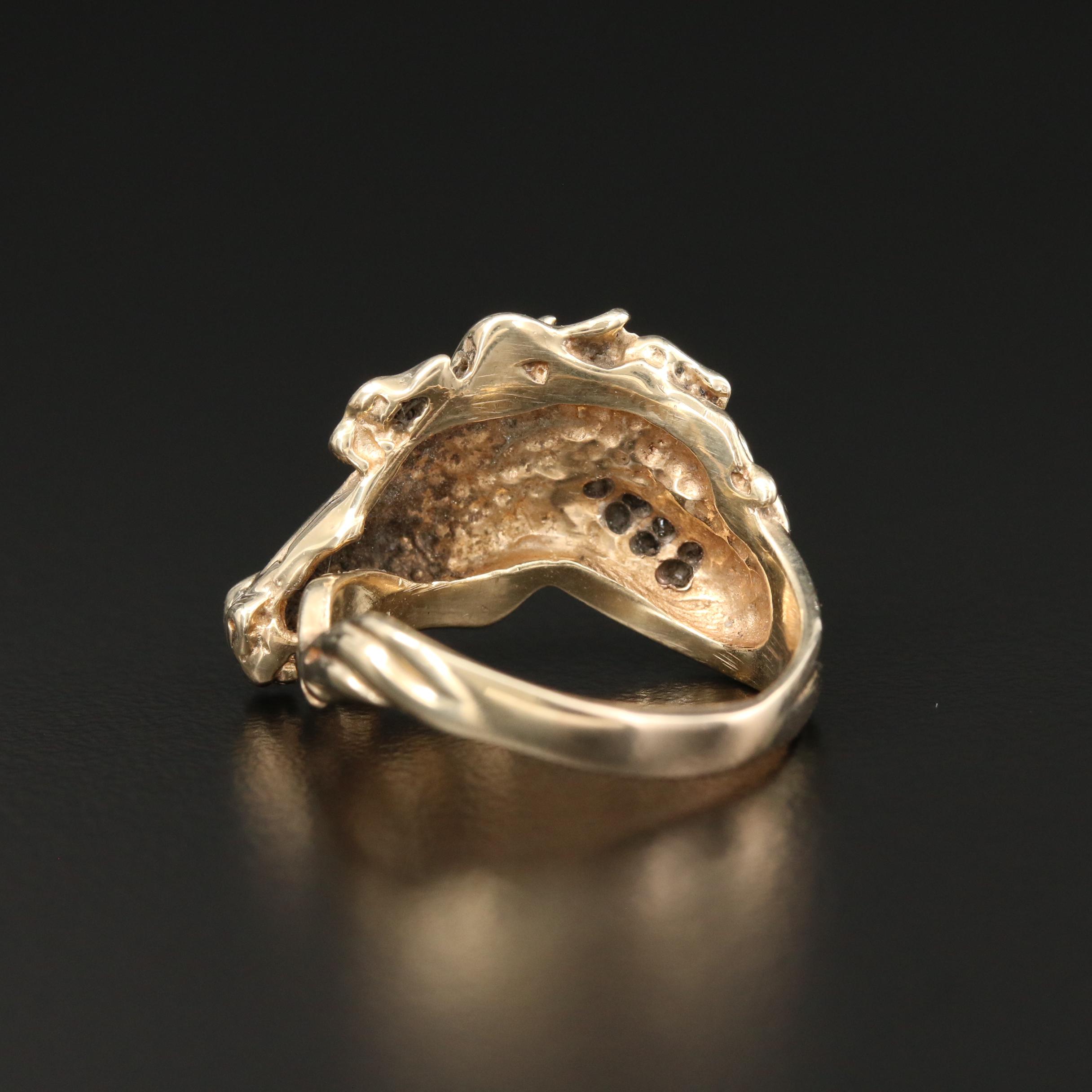 10K Yellow Gold Diamond Horse Motif Ring | EBTH