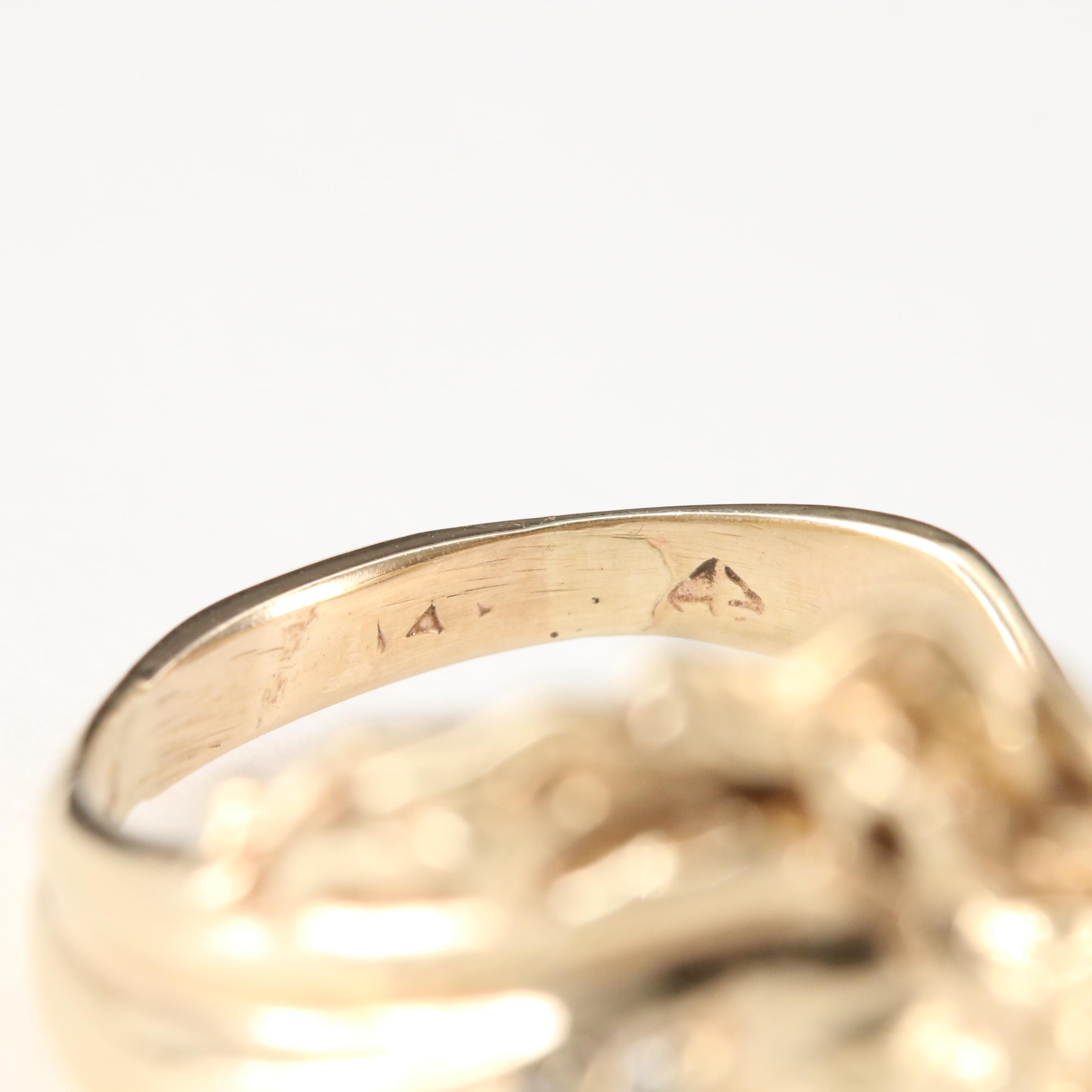 10K Yellow Gold Diamond Horse Motif Ring | EBTH