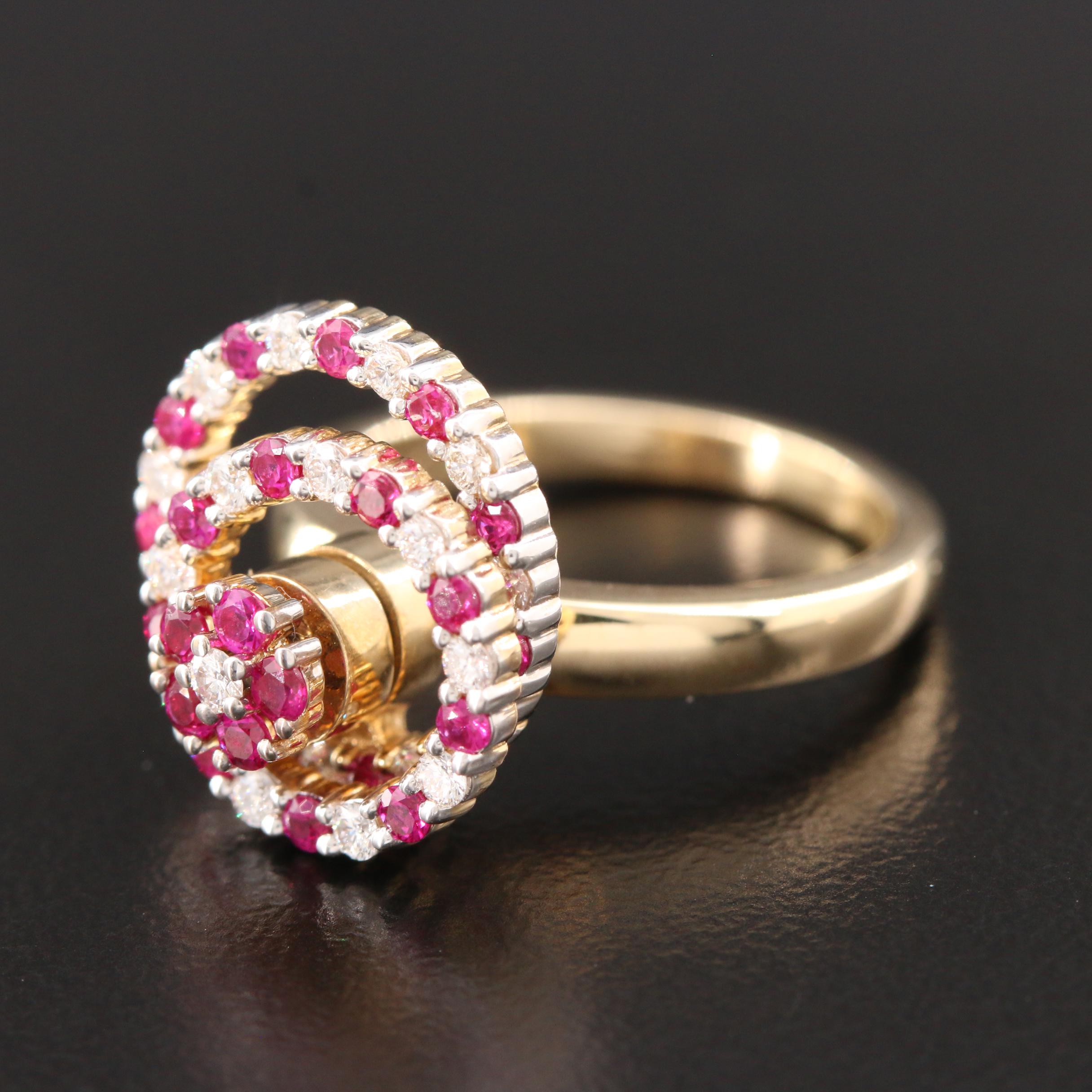Norman Teufel 14K Yellow Gold Ruby and Diamond Spinner Ring | EBTH