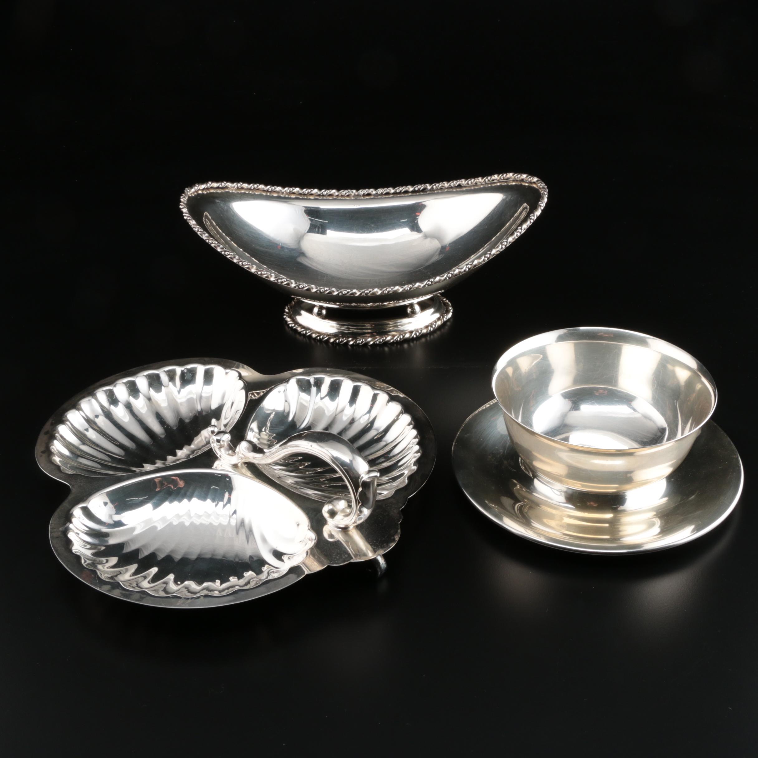 Bernard Rices Sons Apollo Silver Plate Oval Bowl with Wallace Silver ...