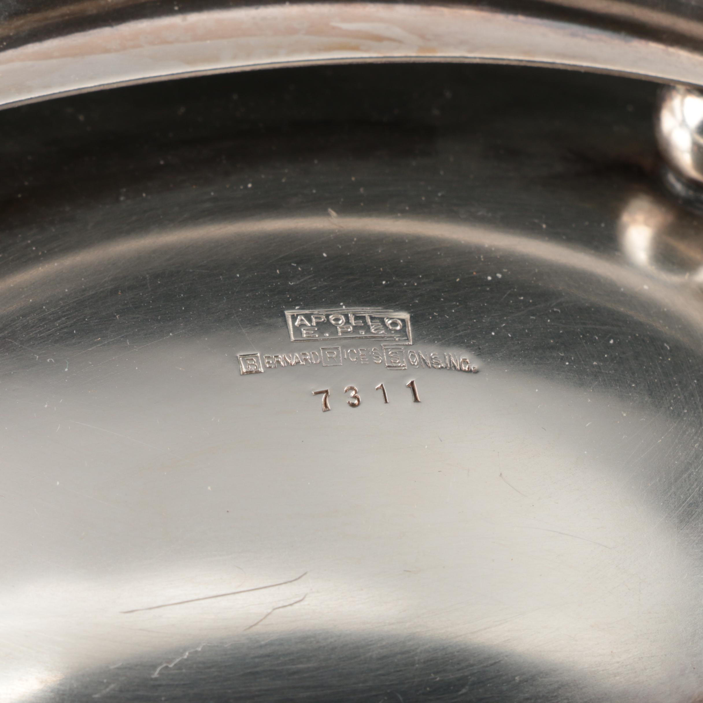 Bernard Rices Sons Apollo Silver Plate Oval Bowl with Wallace Silver ...