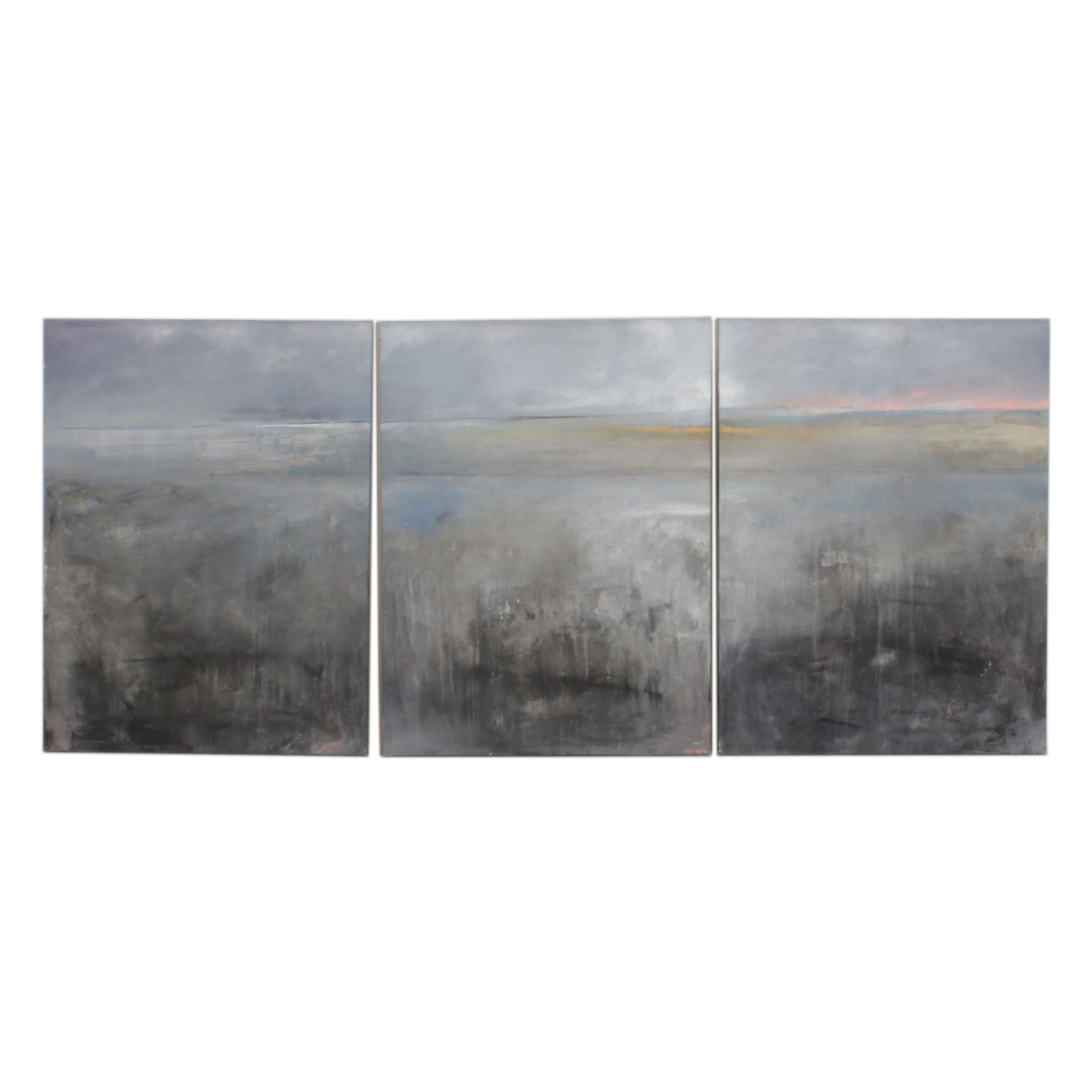 David Senecal Abstract Landscape Mixed Media Painting Triptych | EBTH