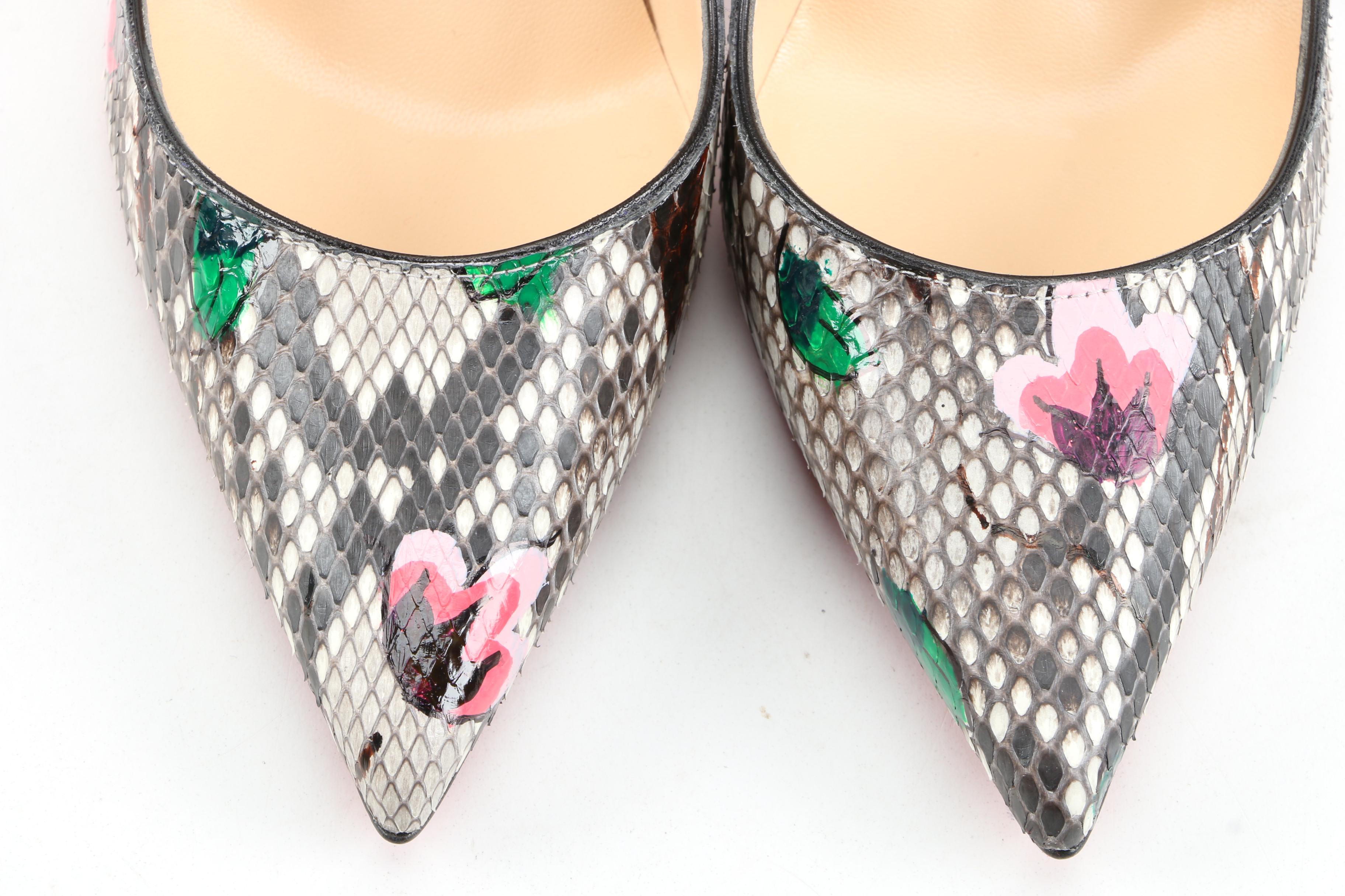 Christian Louboutin So Kate Python Flower Pumps with Box Signed by ...