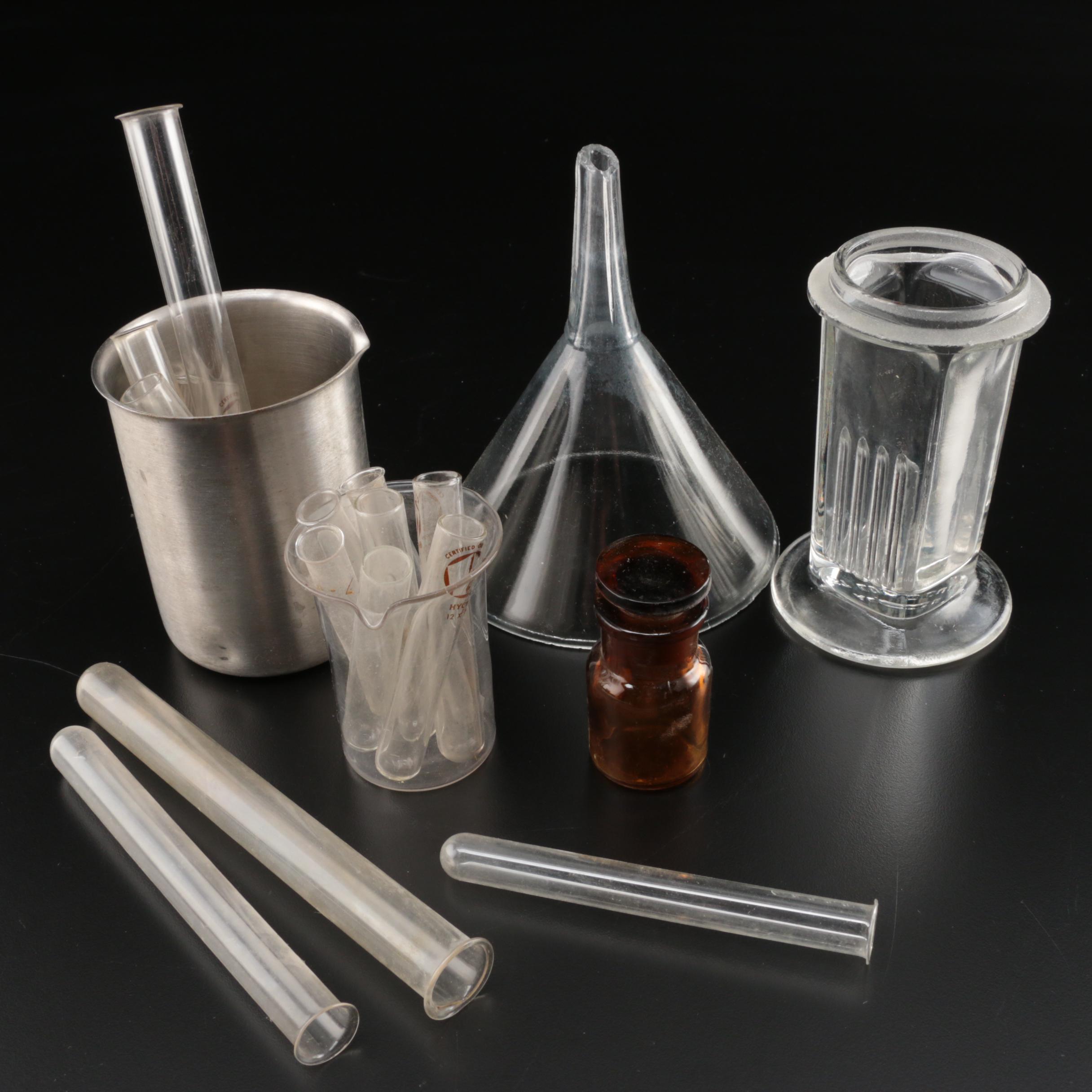 Pyrex and Kimex Laboratory Glassware and Graduated Flasks Including ...