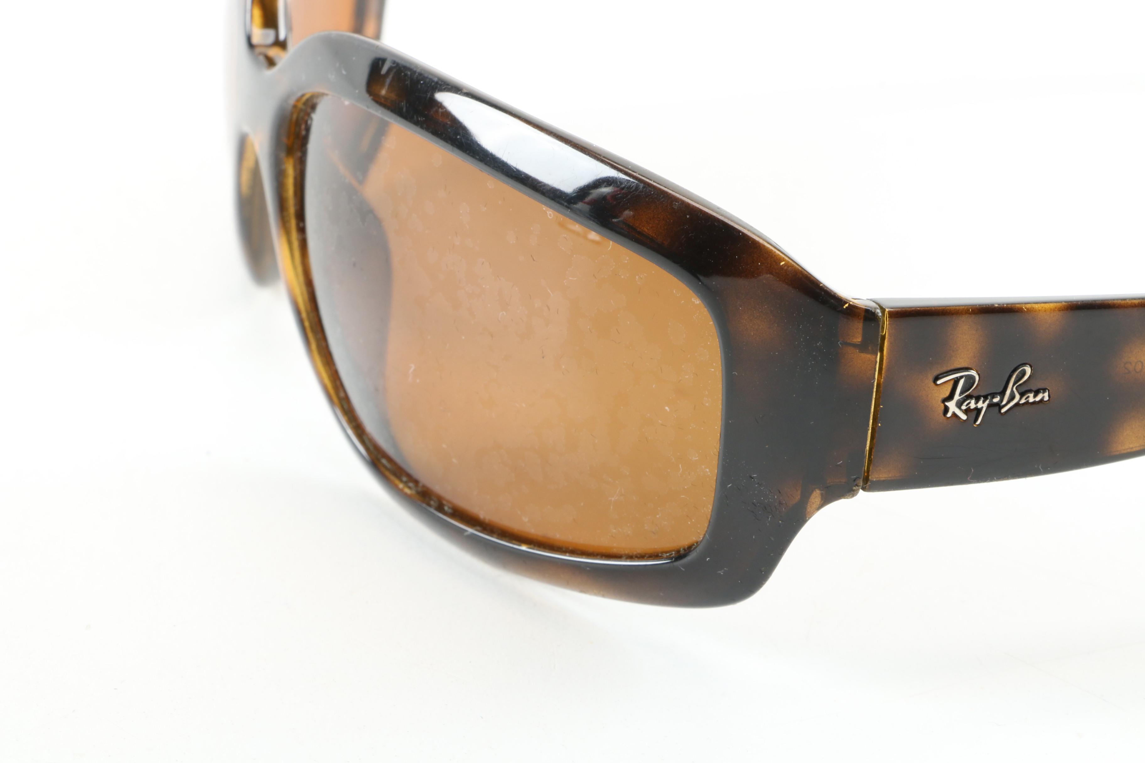 Ray-Ban RB 4102 Polarized Wrap Sunglasses in Tortoise with Case | EBTH