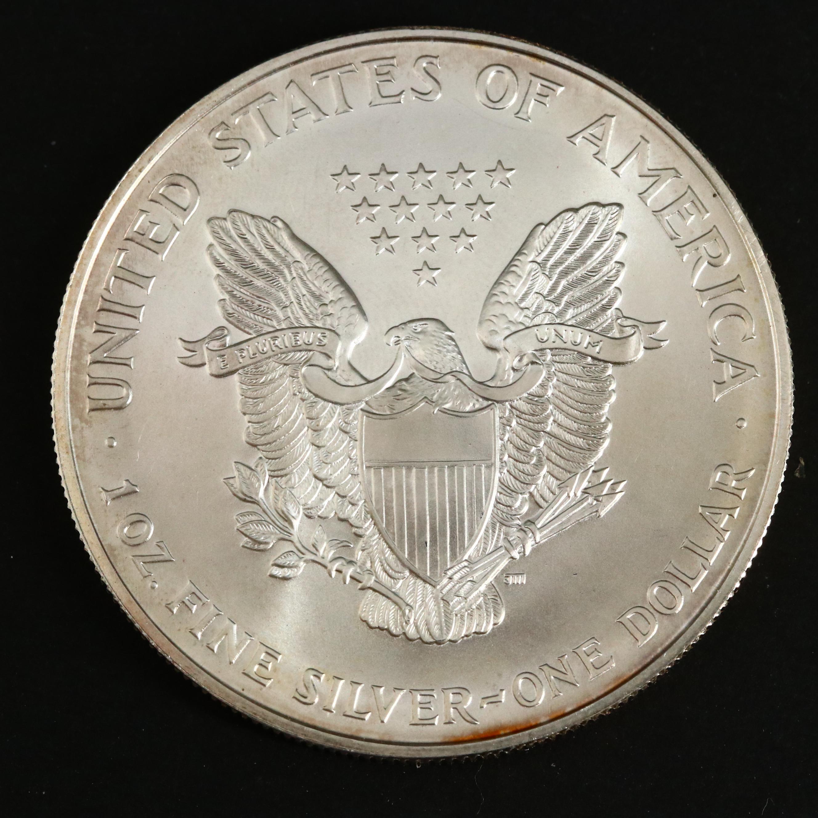 Three American Silver Eagle Bullion Coins, Including Two Better Dates ...