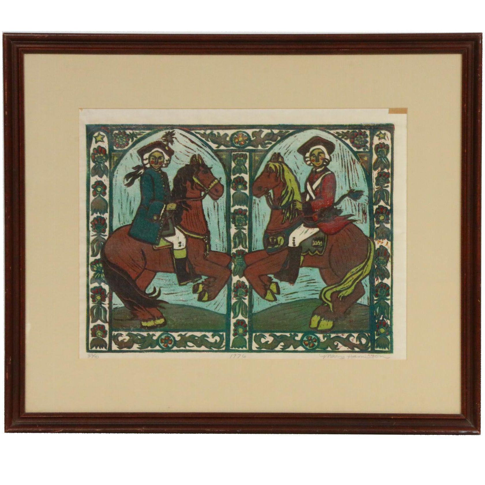 Mary Hamilton Linocut "1776" | EBTH