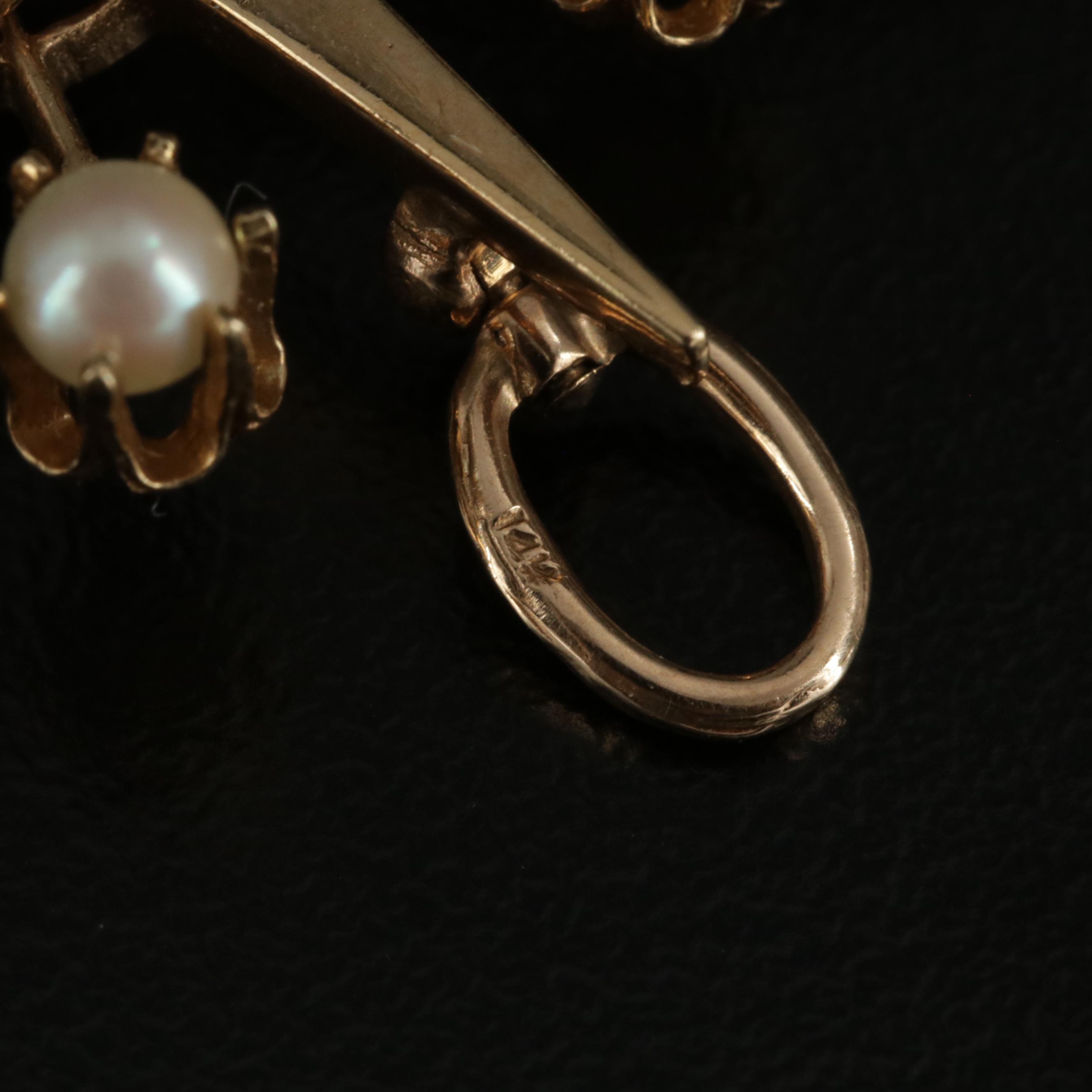 Vintage 14K Yellow Gold Sapphire and Cultured Pearl Sunburst Converter ...