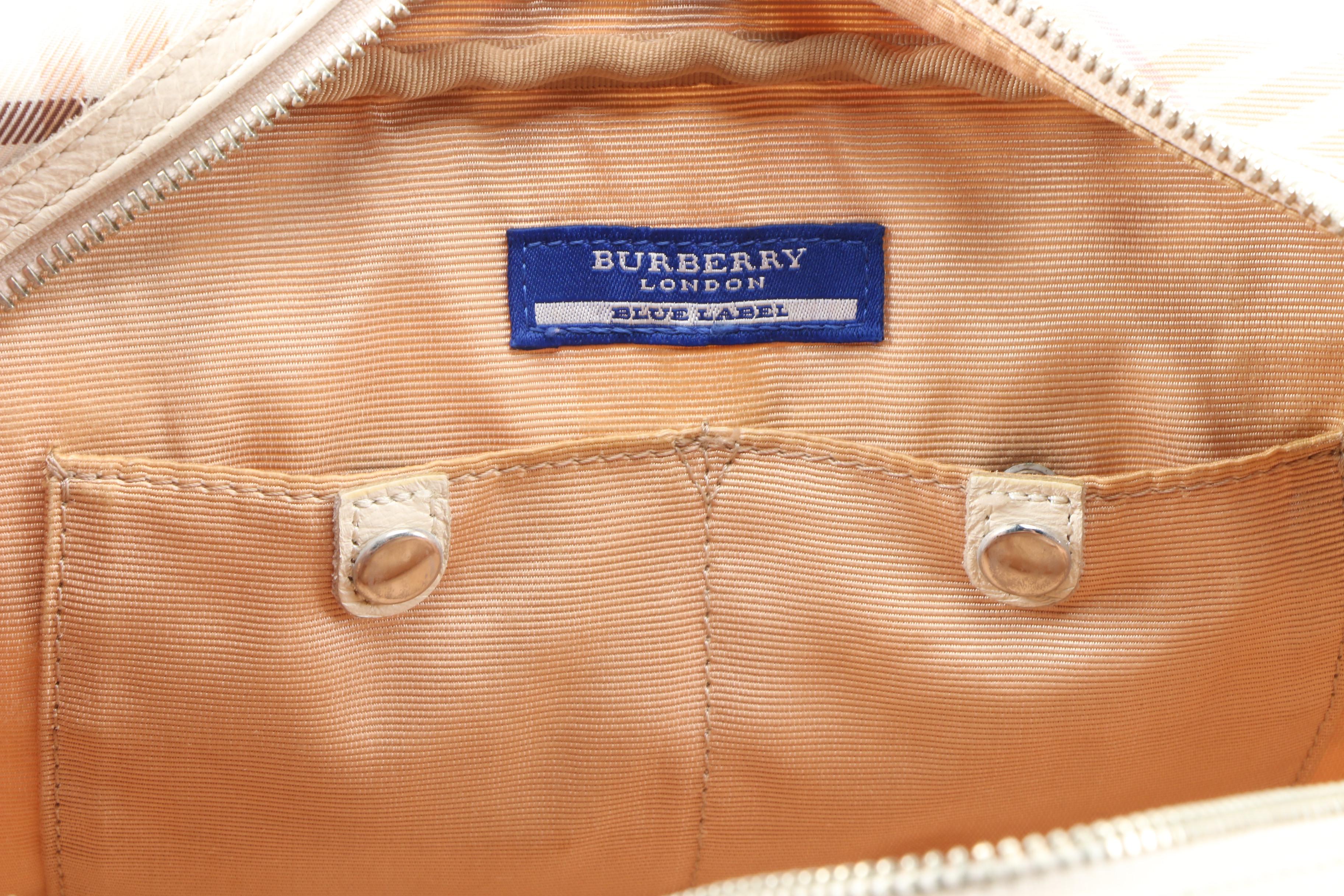Burberry London Blue Label Tan and Pink Check Canvas Satchel | EBTH