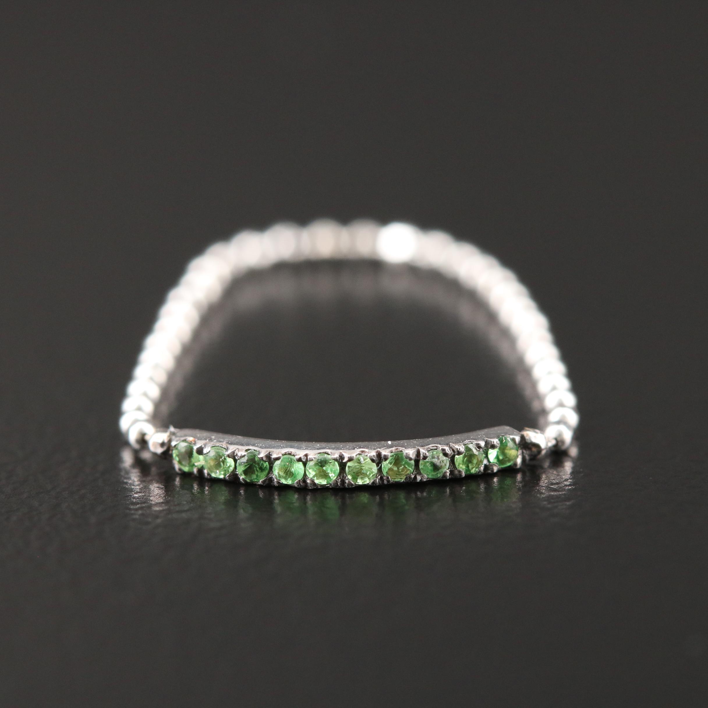 18K Diamond, Tsavorite Garnet and Sapphire Chain Stacking Rings | EBTH