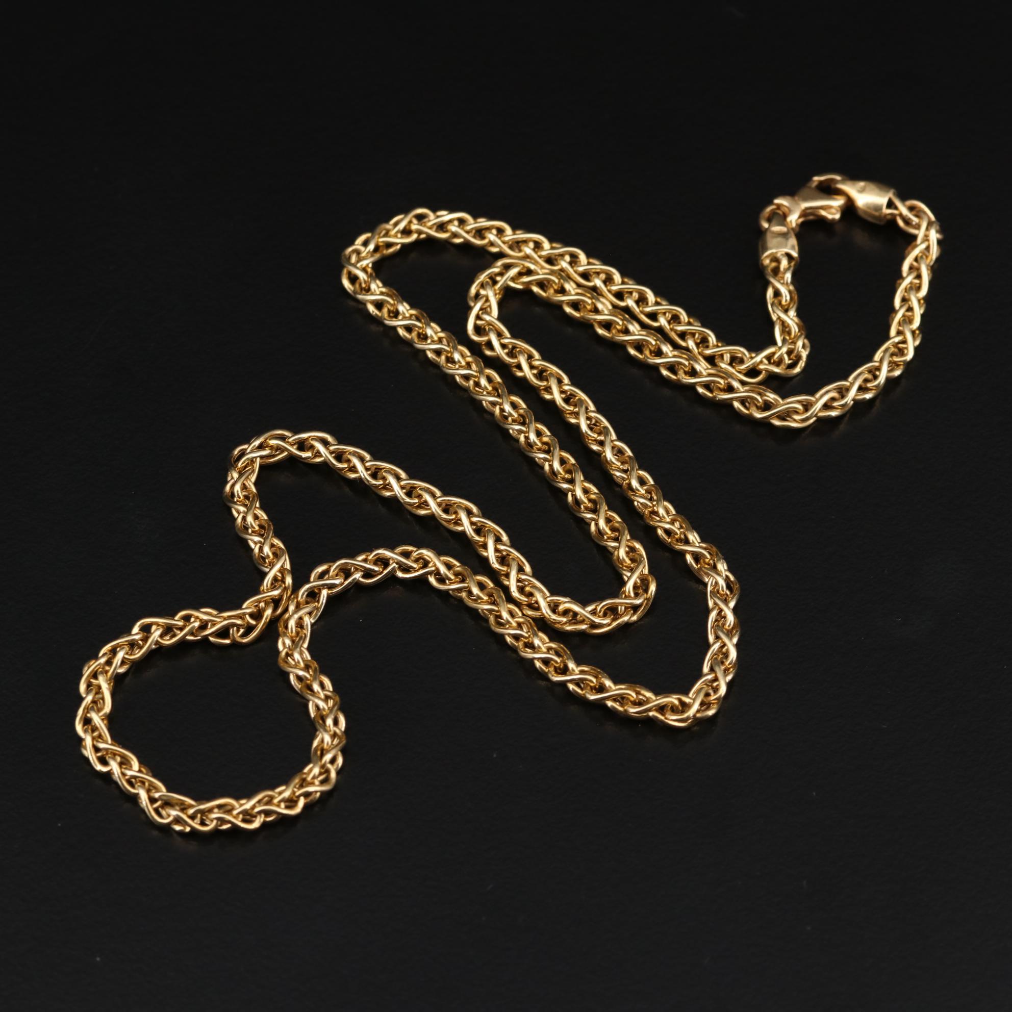 18K Yellow Gold Wheat Link Chain | EBTH