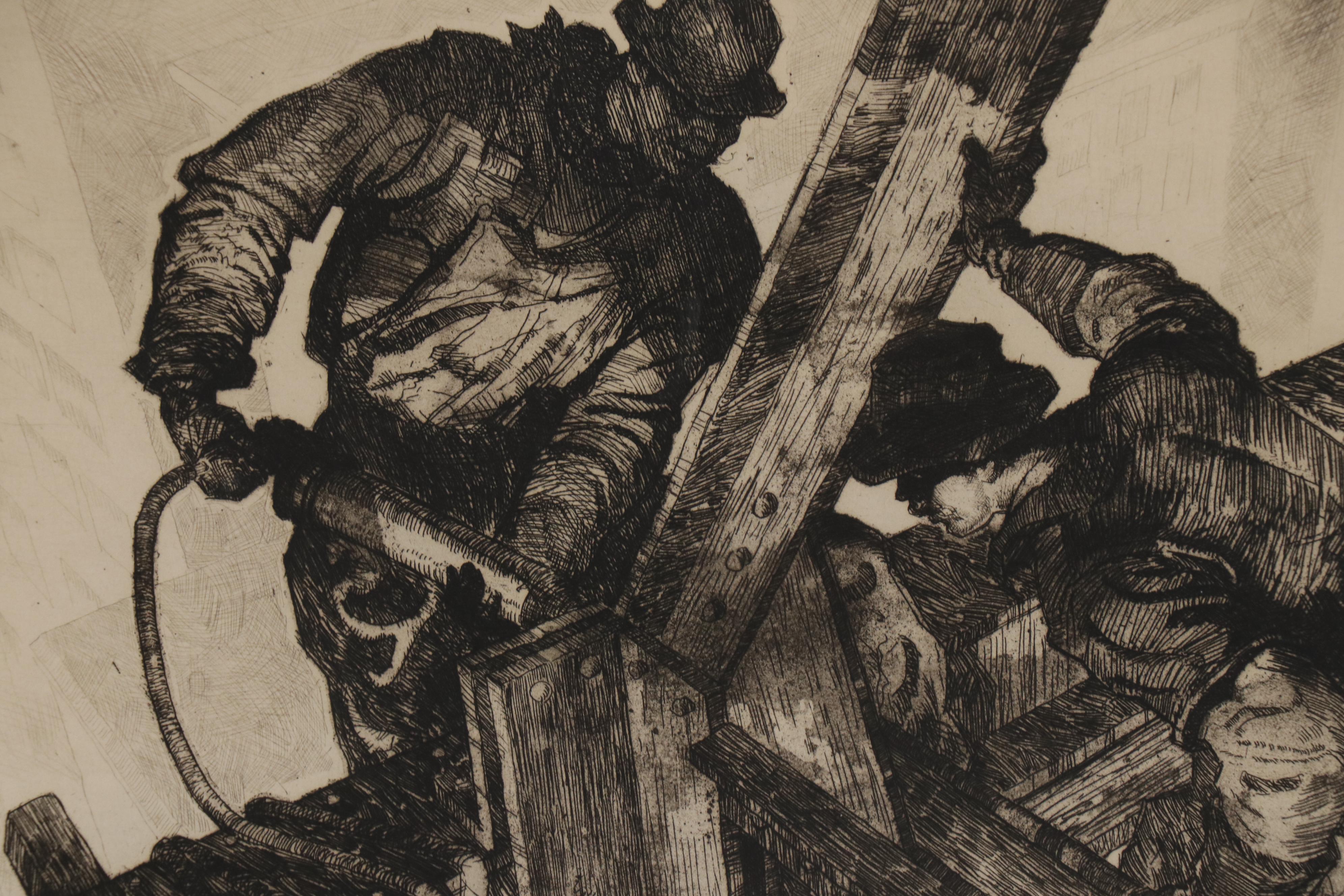 James E. Allen Etching "The Builders", 1932 | EBTH