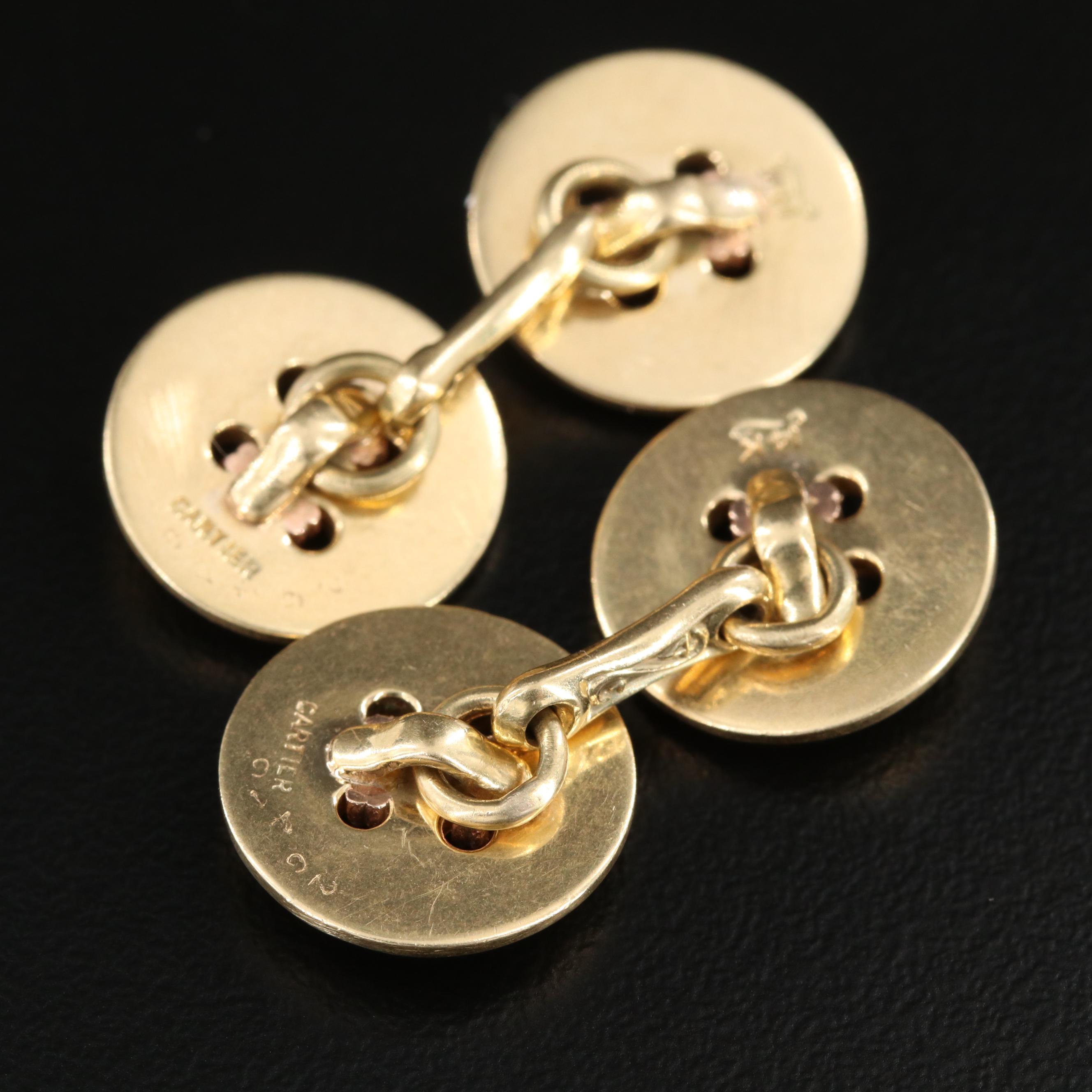 Cartier 14K Double Sided Button Cufflinks | EBTH
