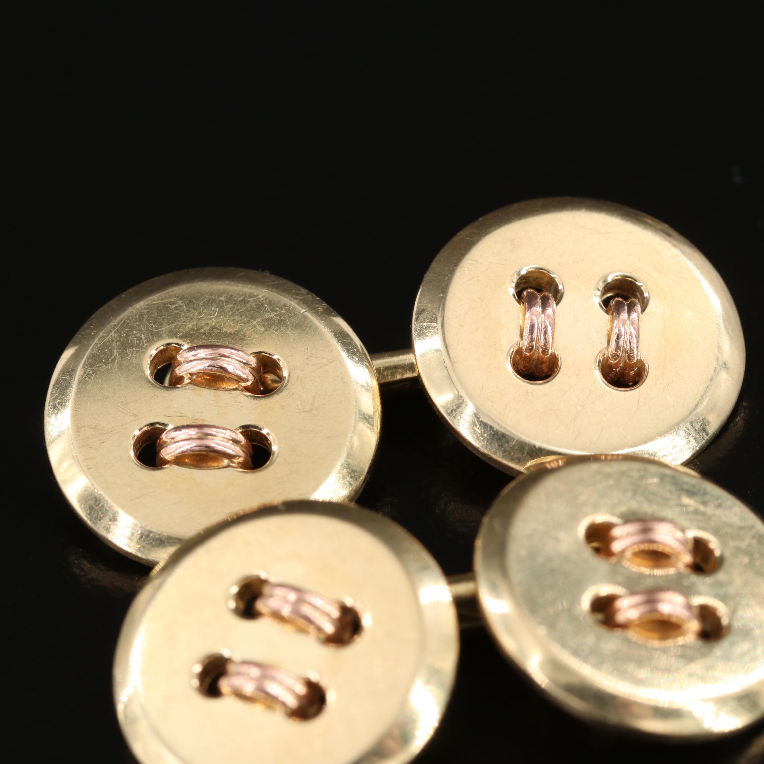 Cartier 14K Double Sided Button Cufflinks | EBTH