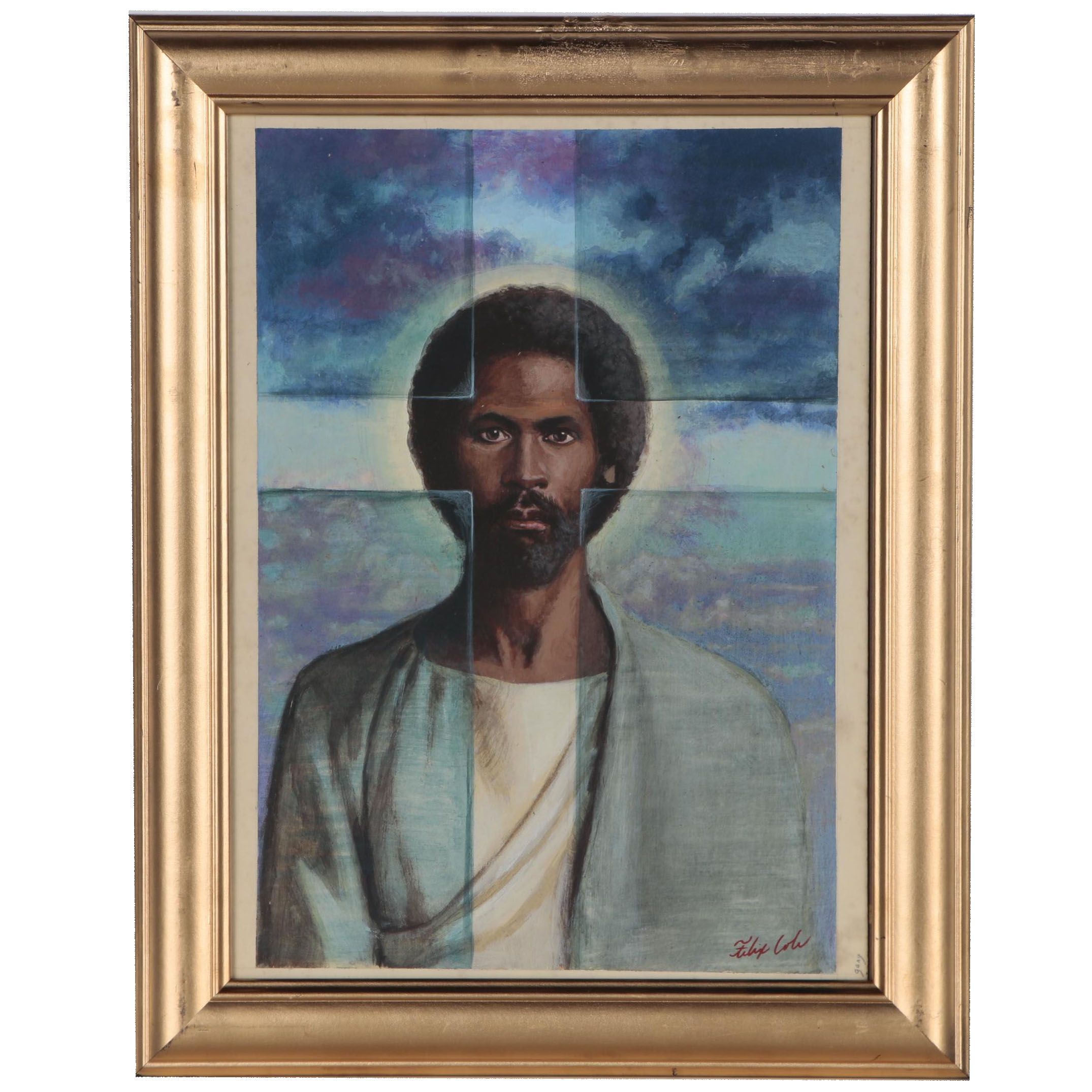 Felix Cole Gouache Illustration of Religious Figure | EBTH