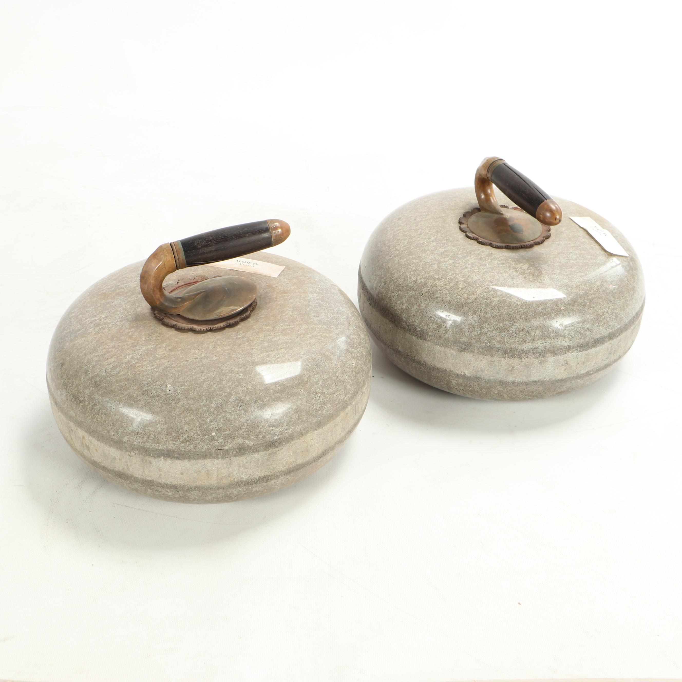 Canadian Polished Granite Curling Stones with Storage Crate | EBTH