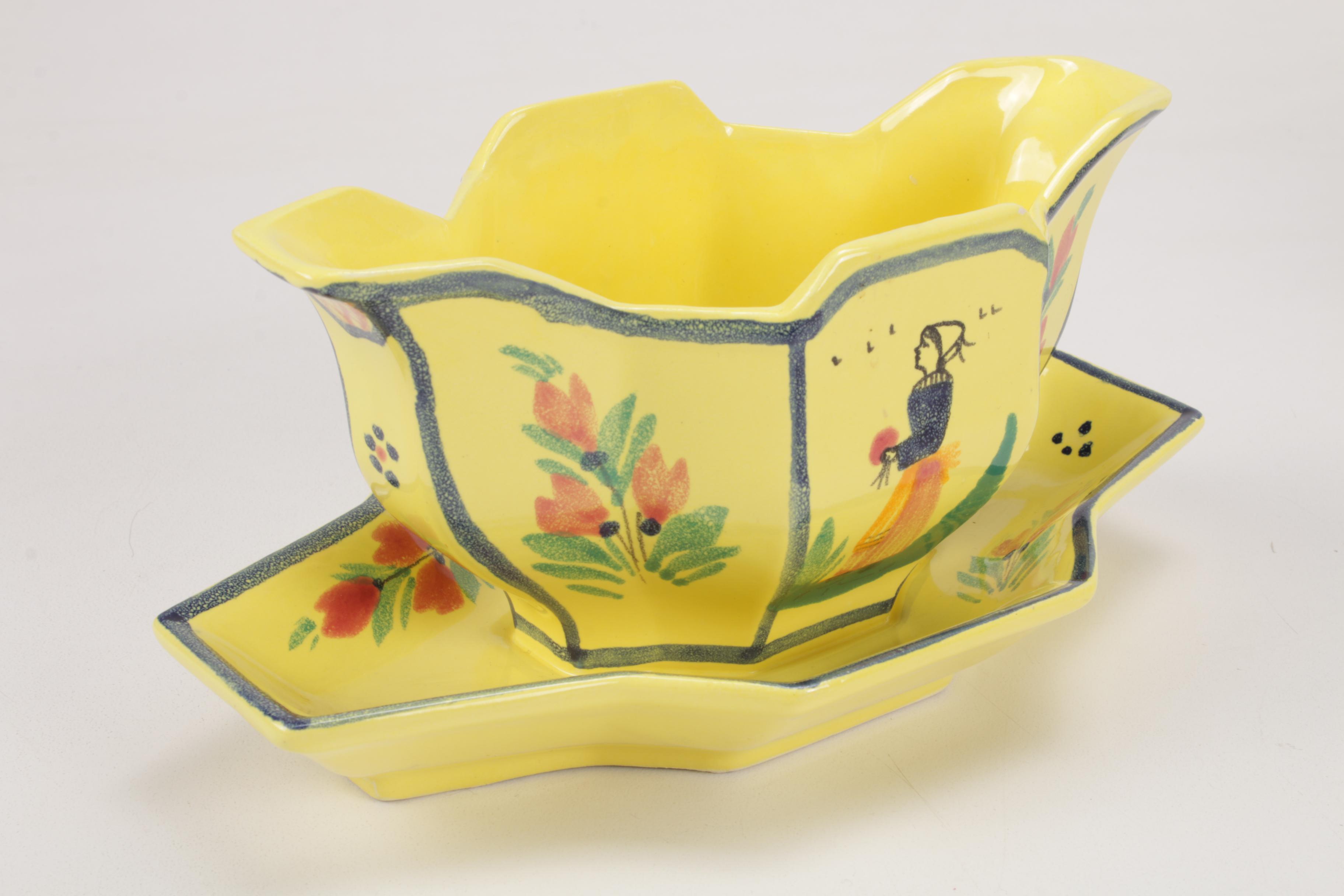 Henriot Quimper Faïence "Soleil Yellow" Hand-Painted Earthenware ...