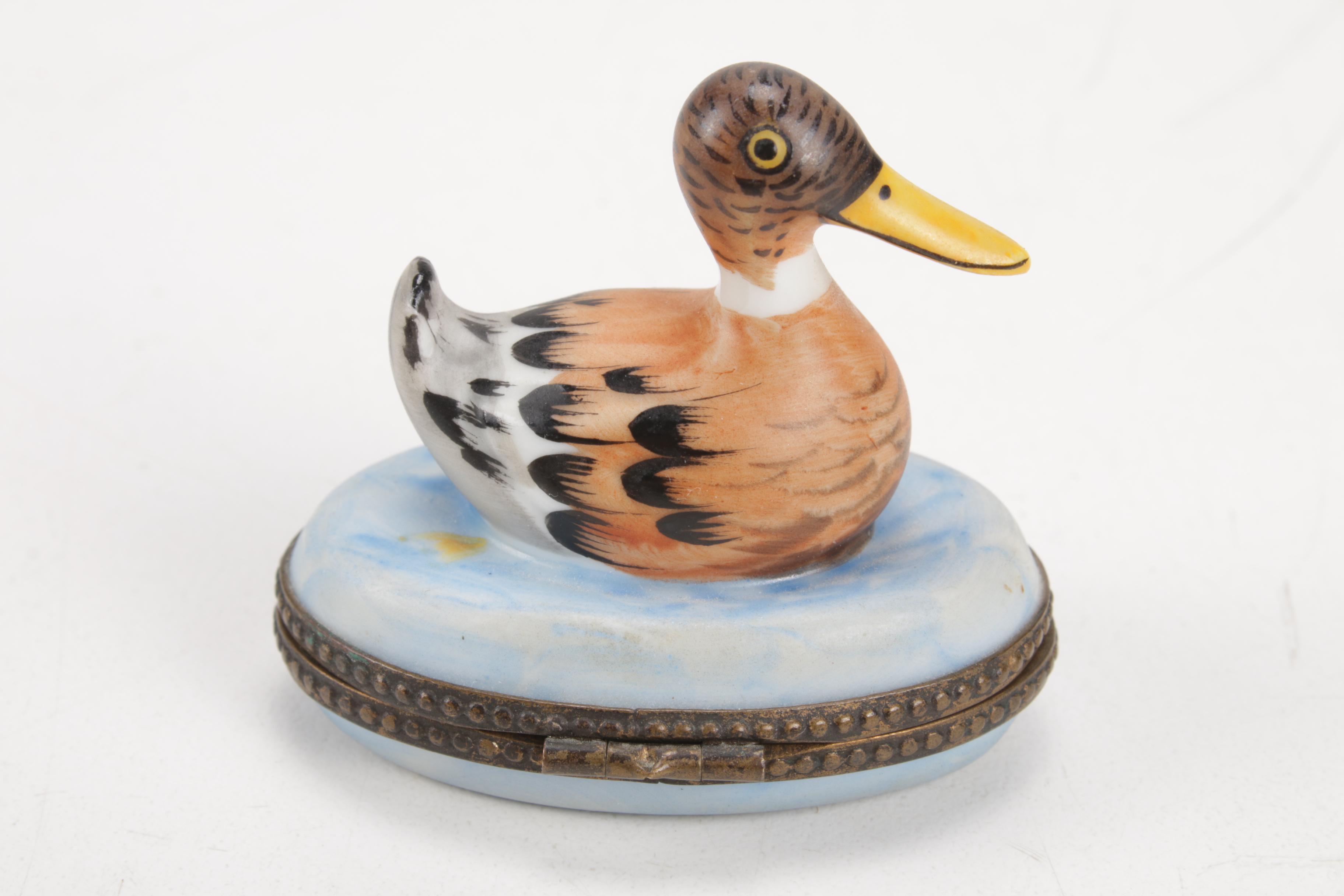 Parry Vieille Hand-Painted Limoges Porcelain Mallard Duck Trinket Box ...