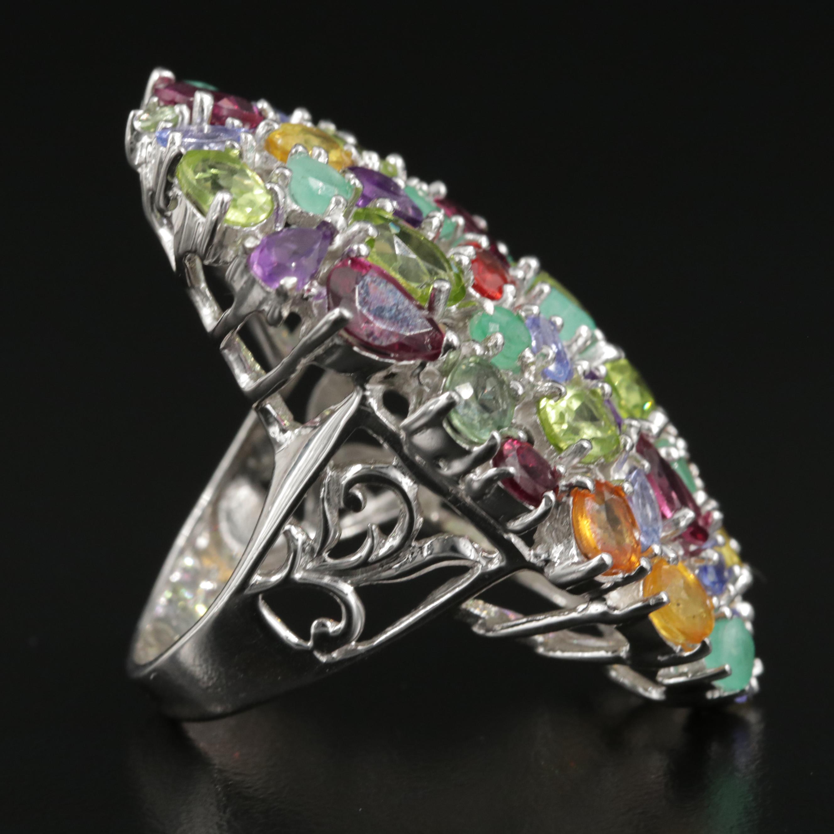 Sterling Silver Multi-Gemstone Ring | EBTH