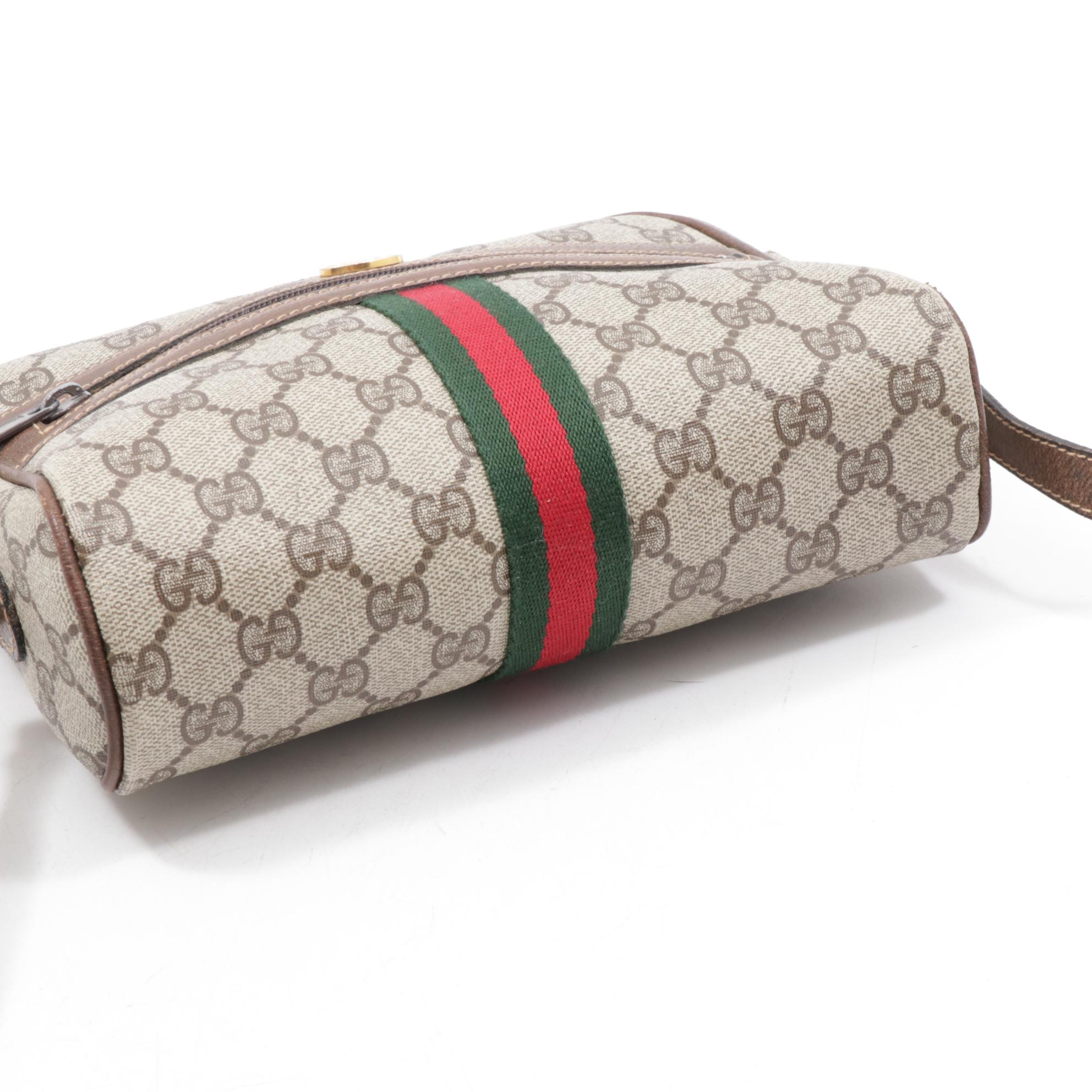 Gucci GG Supreme Coated Canvas and Leather Web Stripe Crossbody Bag | EBTH