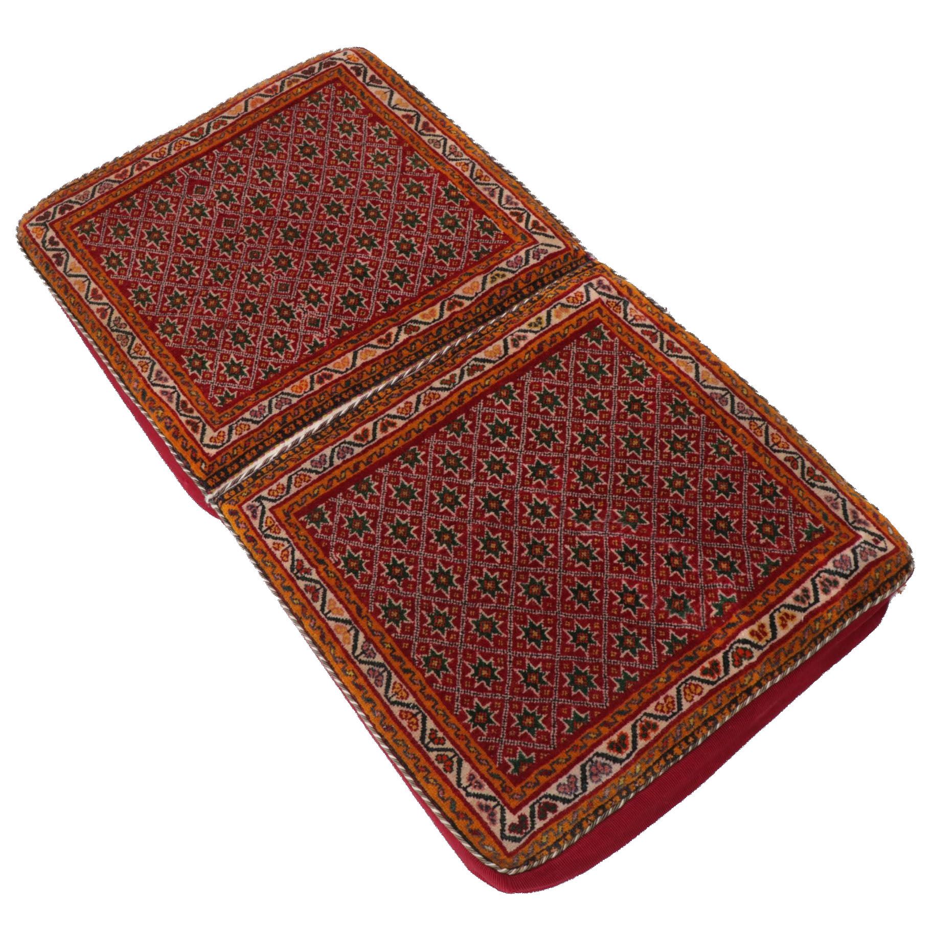 Persian Qashqai Shiraz Poshti Rug-Lined Wool and Corduroy Seat Cushion ...