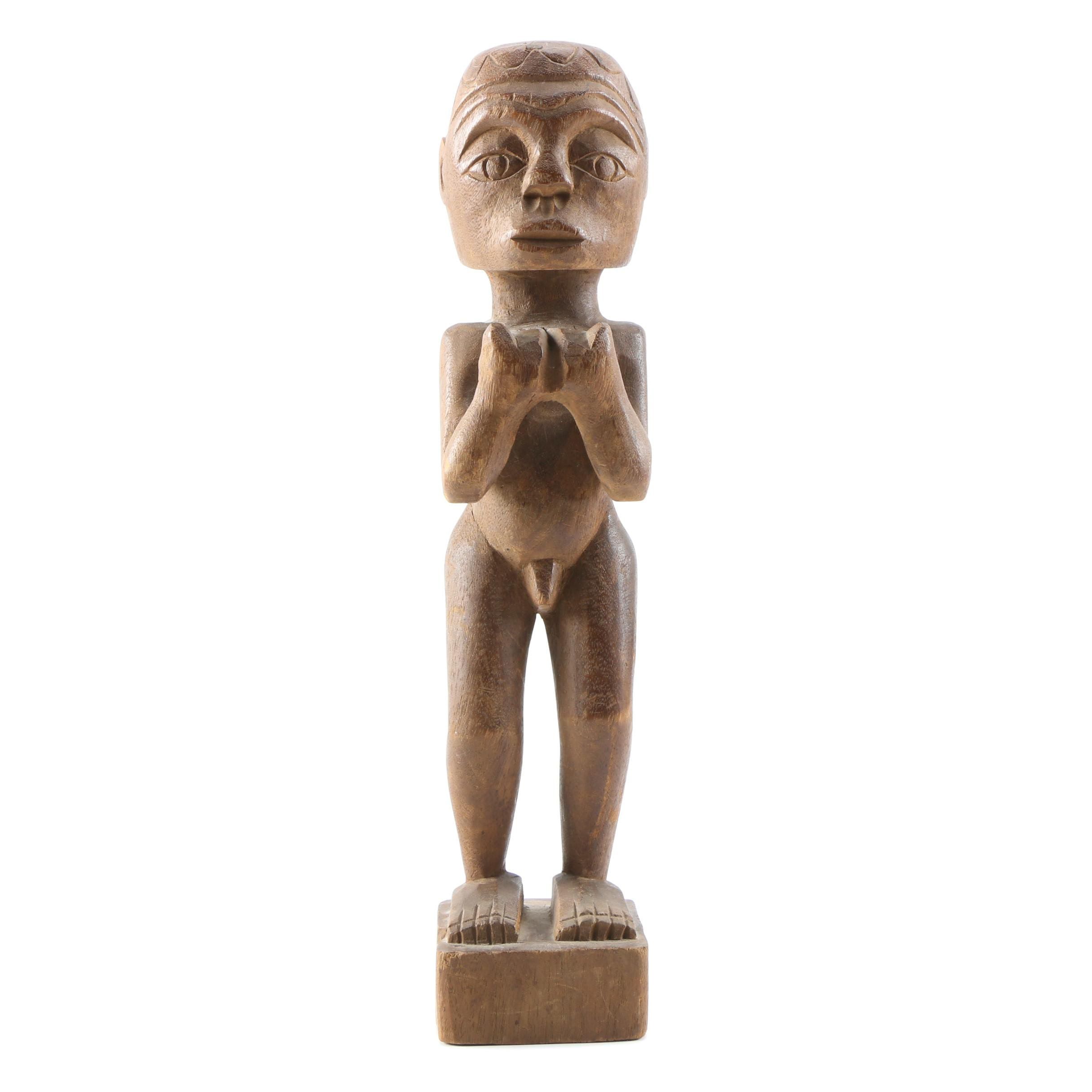 West African Male Figure Wooden Carving | EBTH