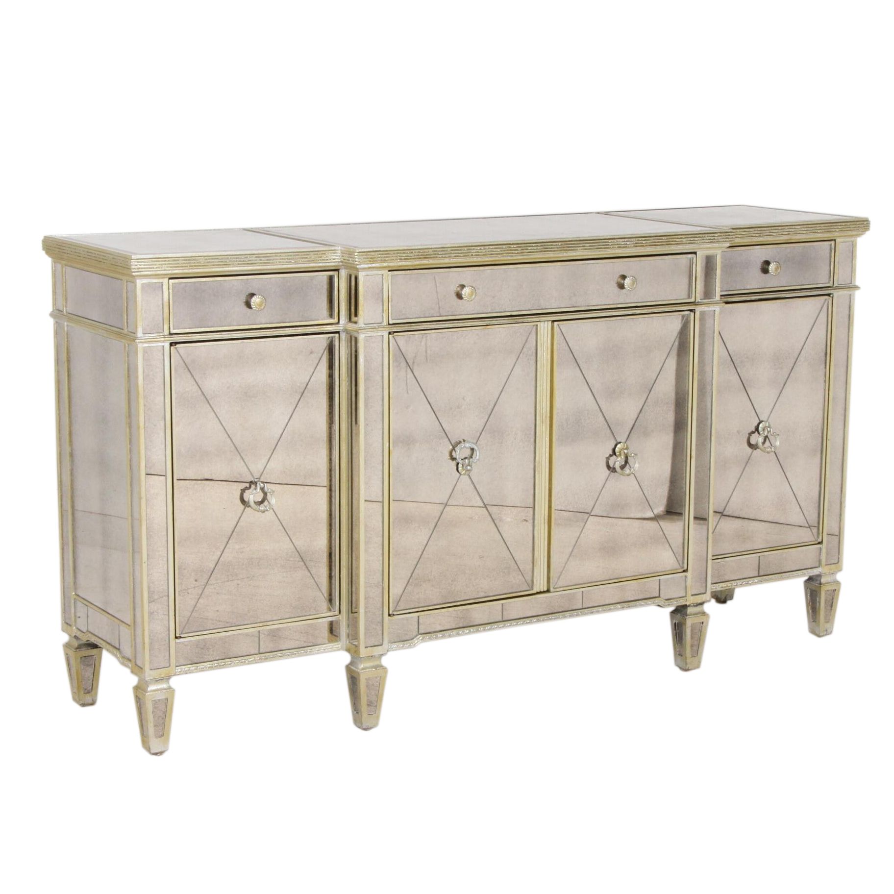 Horchow Regency Style Mirrored Breakfront Cabinet | EBTH