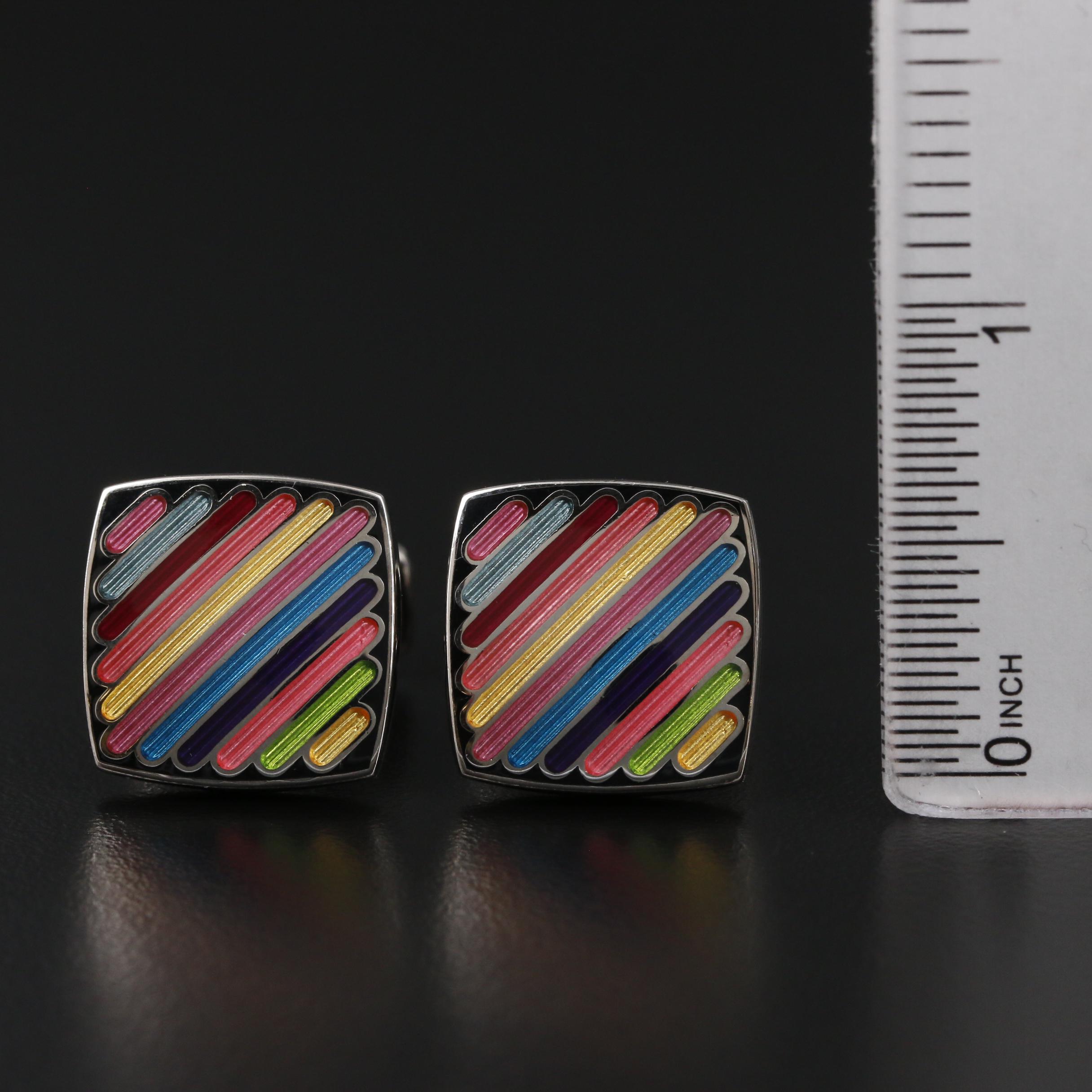 Duchamp London Multicolor Champlevé Enamel Cufflinks | EBTH