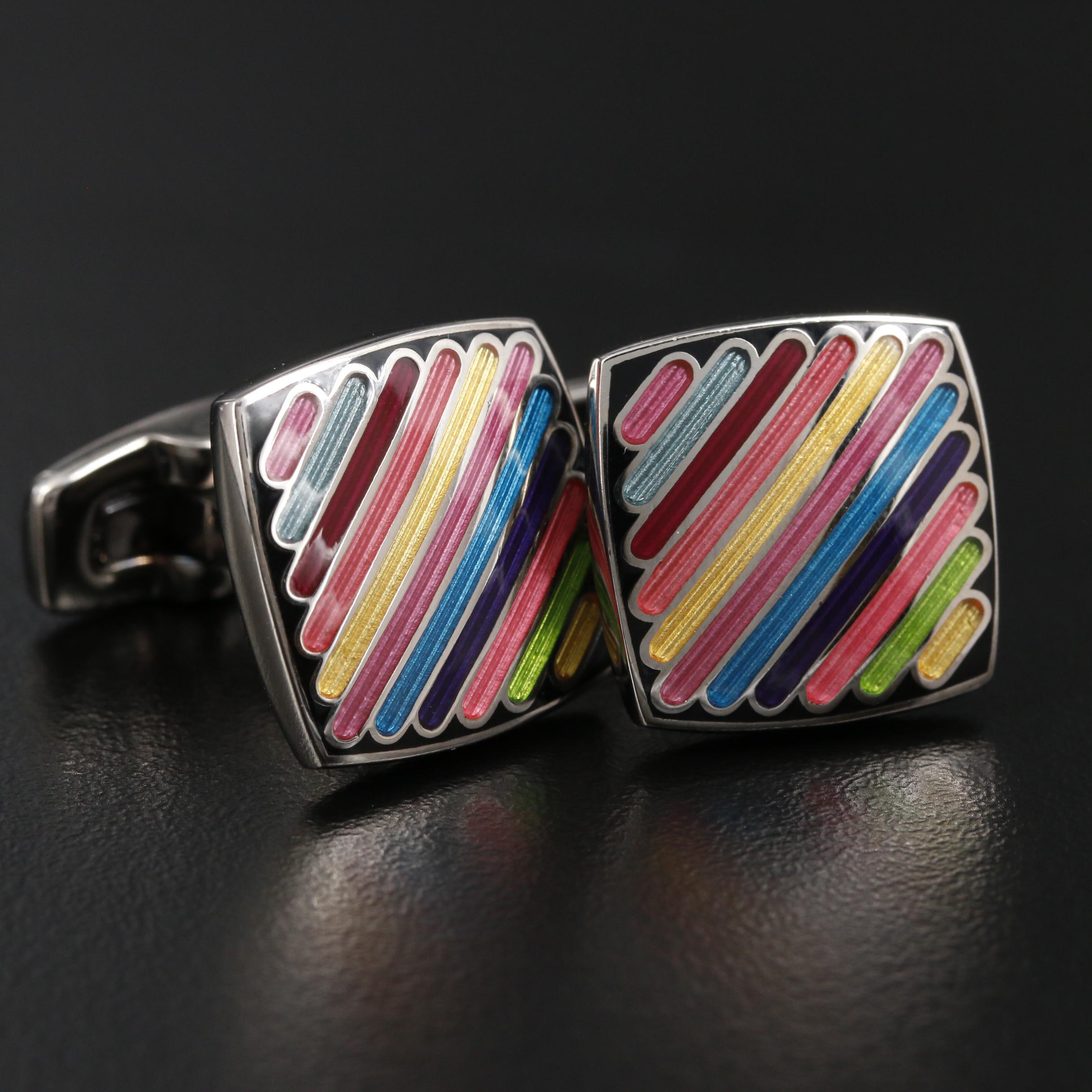 Duchamp London Multicolor Champlevé Enamel Cufflinks | EBTH