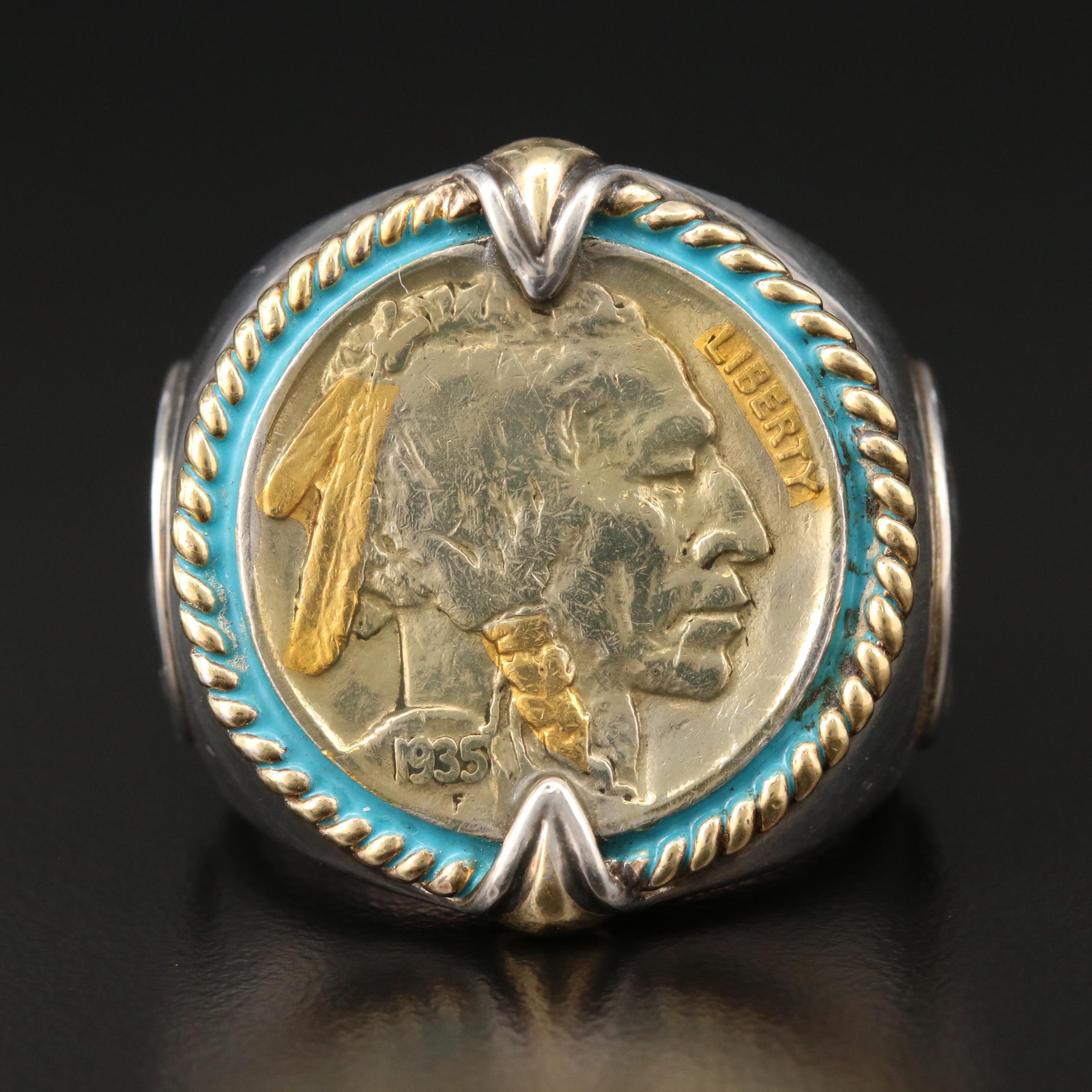 Sterling Silver Ring with 1935 Buffalo Nickel | EBTH