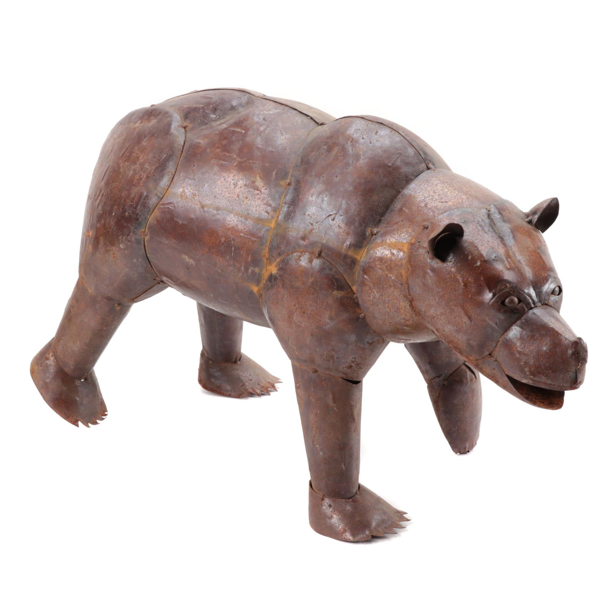 Mexican Folk Art Scrap Metal Bear Sculpture | EBTH