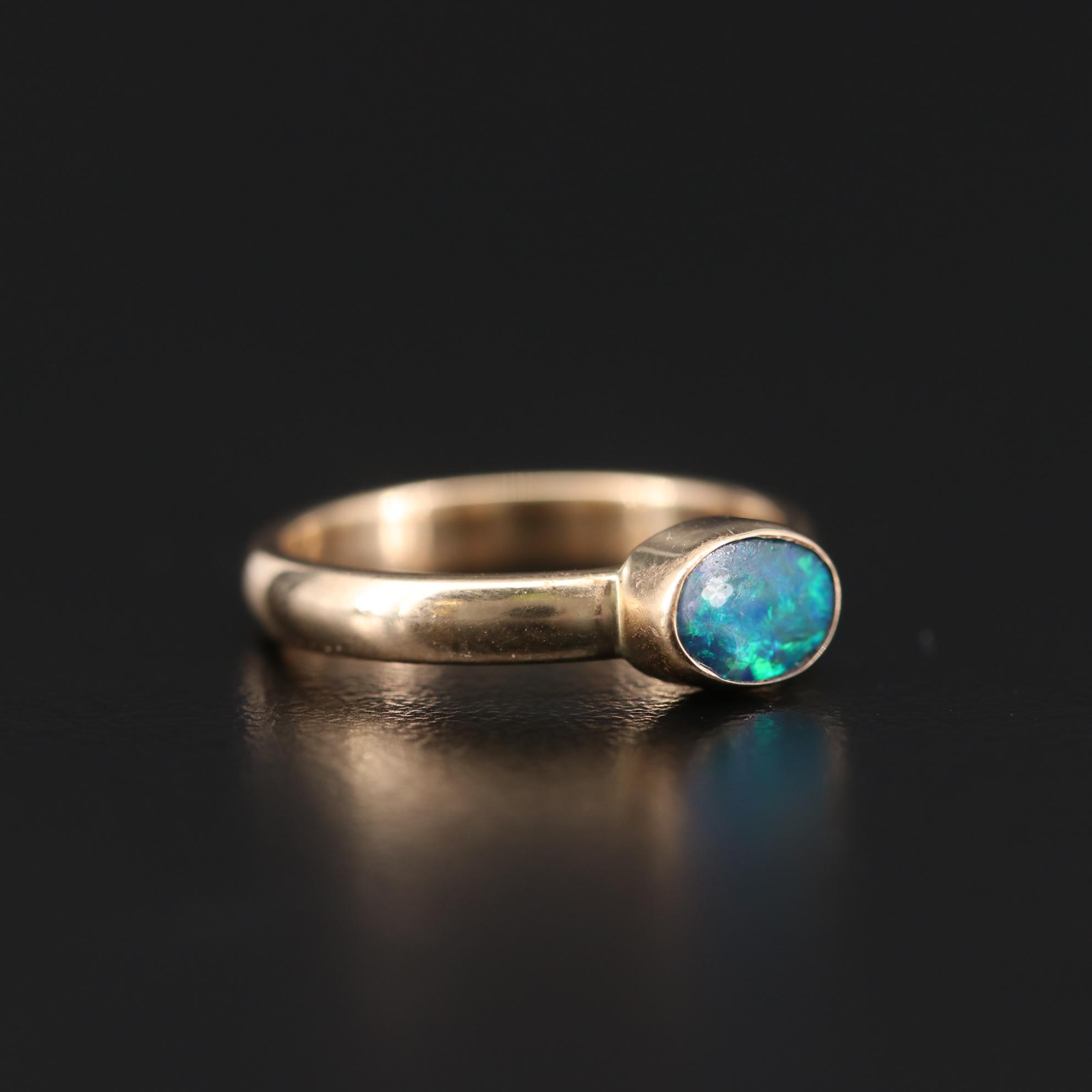 14K Yellow Gold Bezel Set Opal Doublet Ring | EBTH