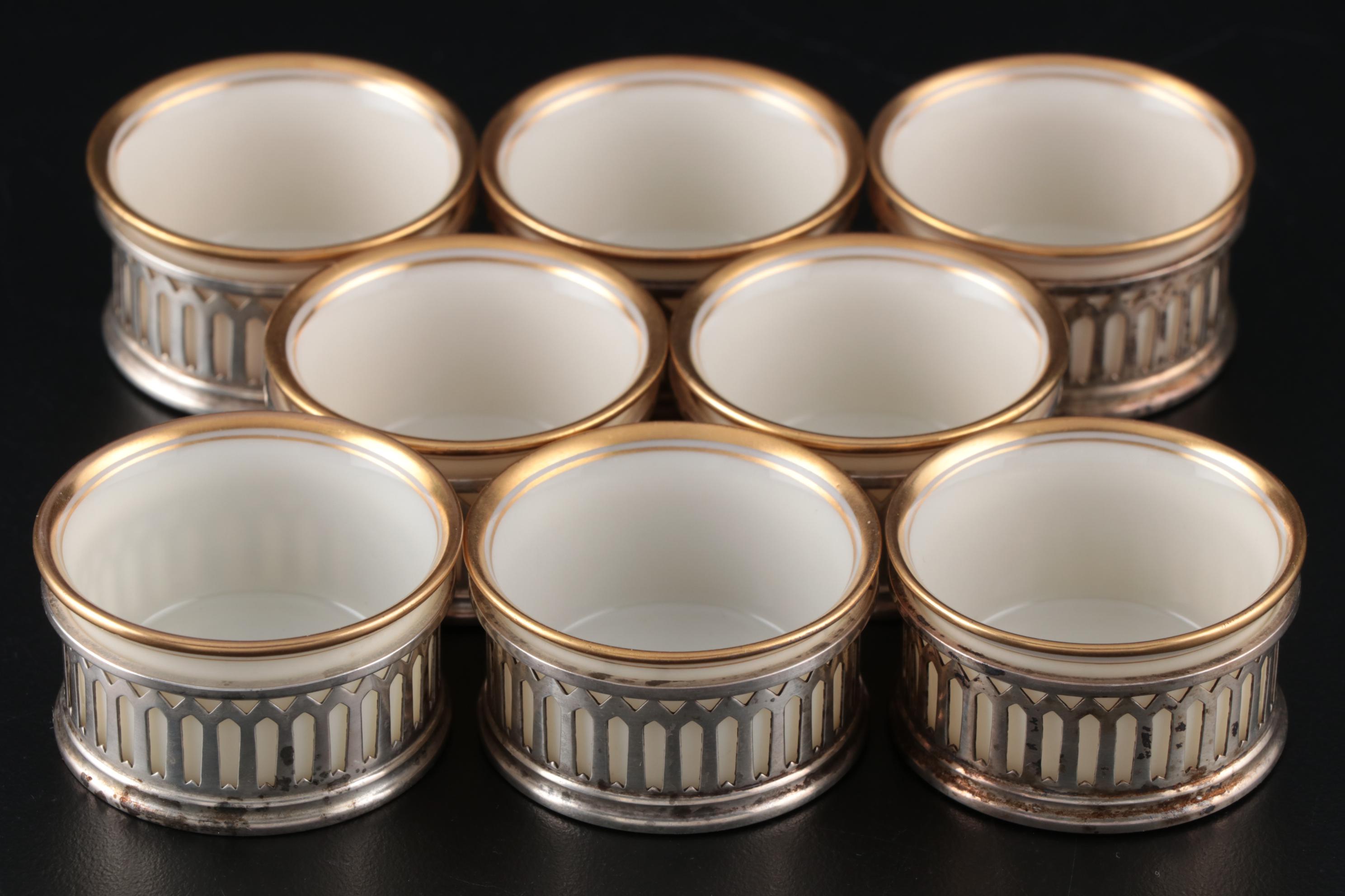 Lenox Ivory Bone China Salt Cellars with Sterling Holders and Salt ...