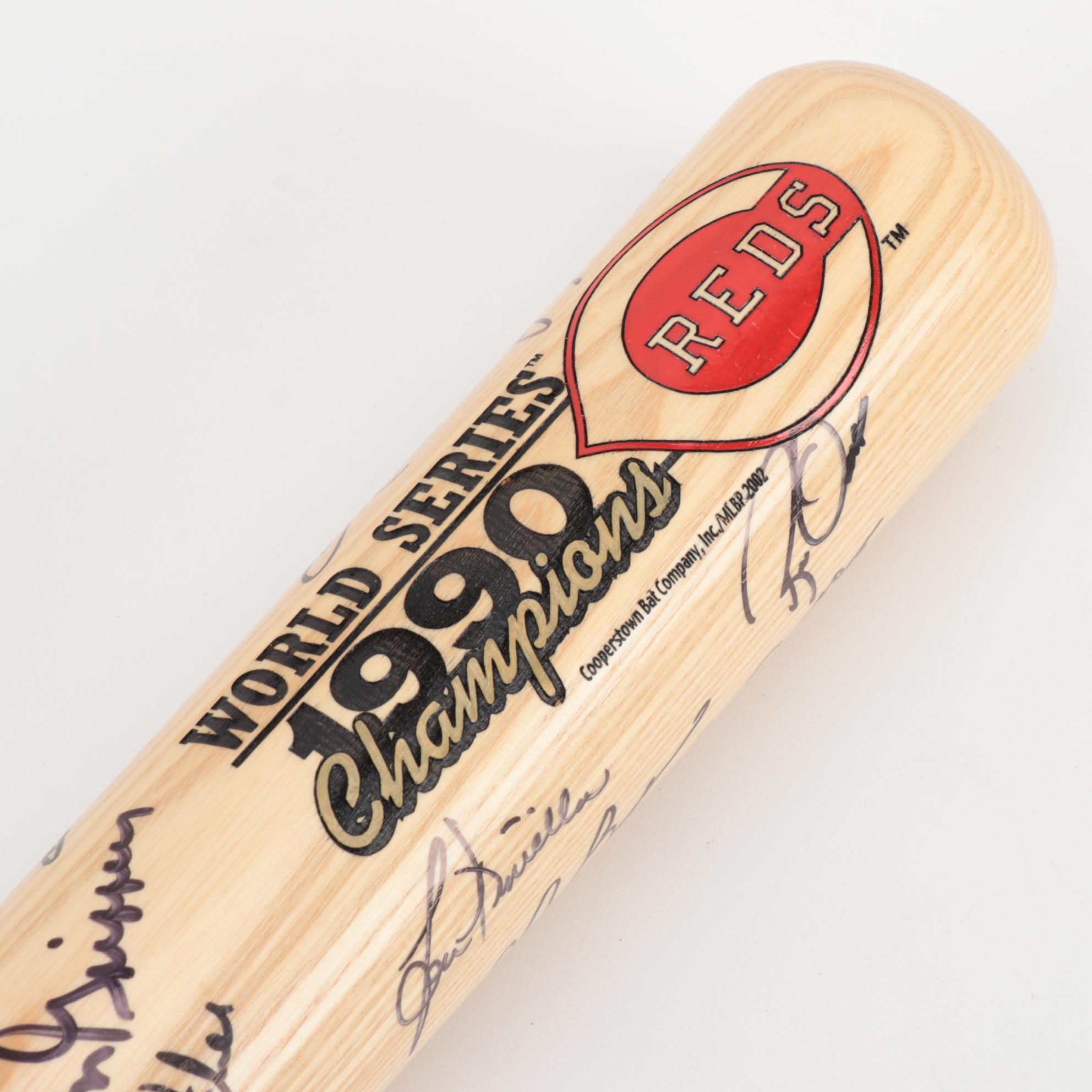 1990 Cincinnati Reds Signed "World Series" Champions Cooperstown ...