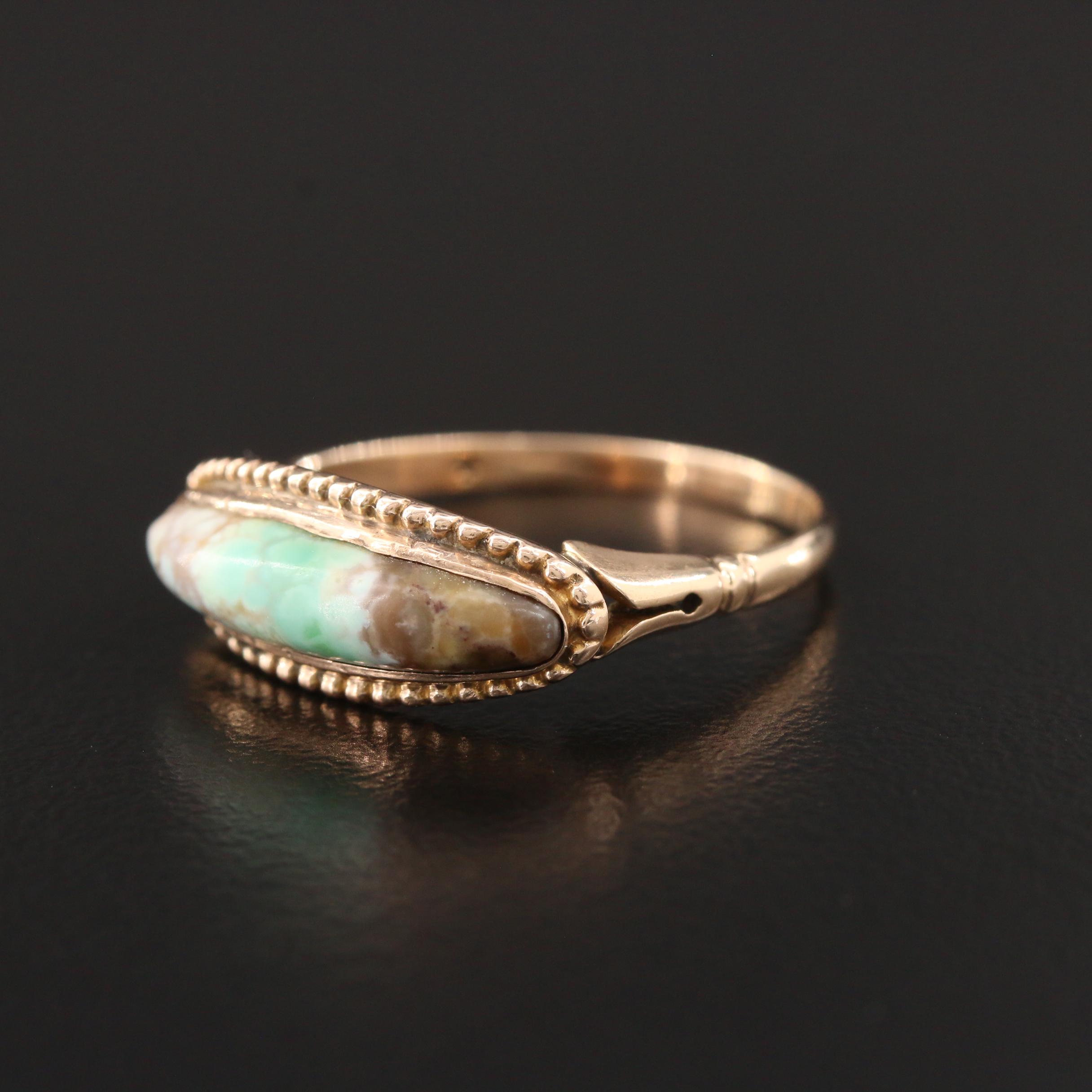 Victorian 10K Yellow Gold Turquoise Ring | EBTH
