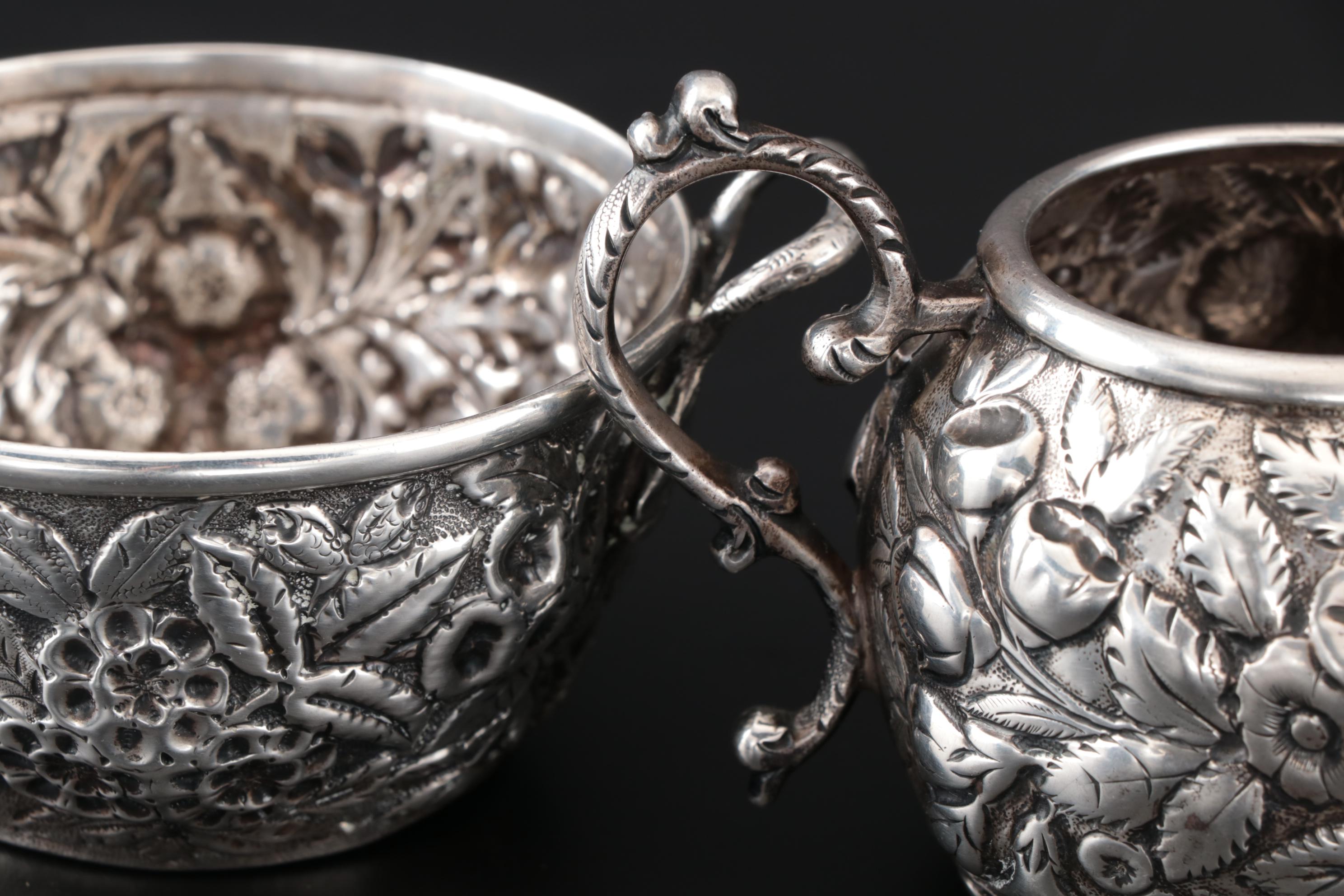 S. Kirk & Son "Repoussé" Coin Silver Cream and Sugar, Late 19th Century ...