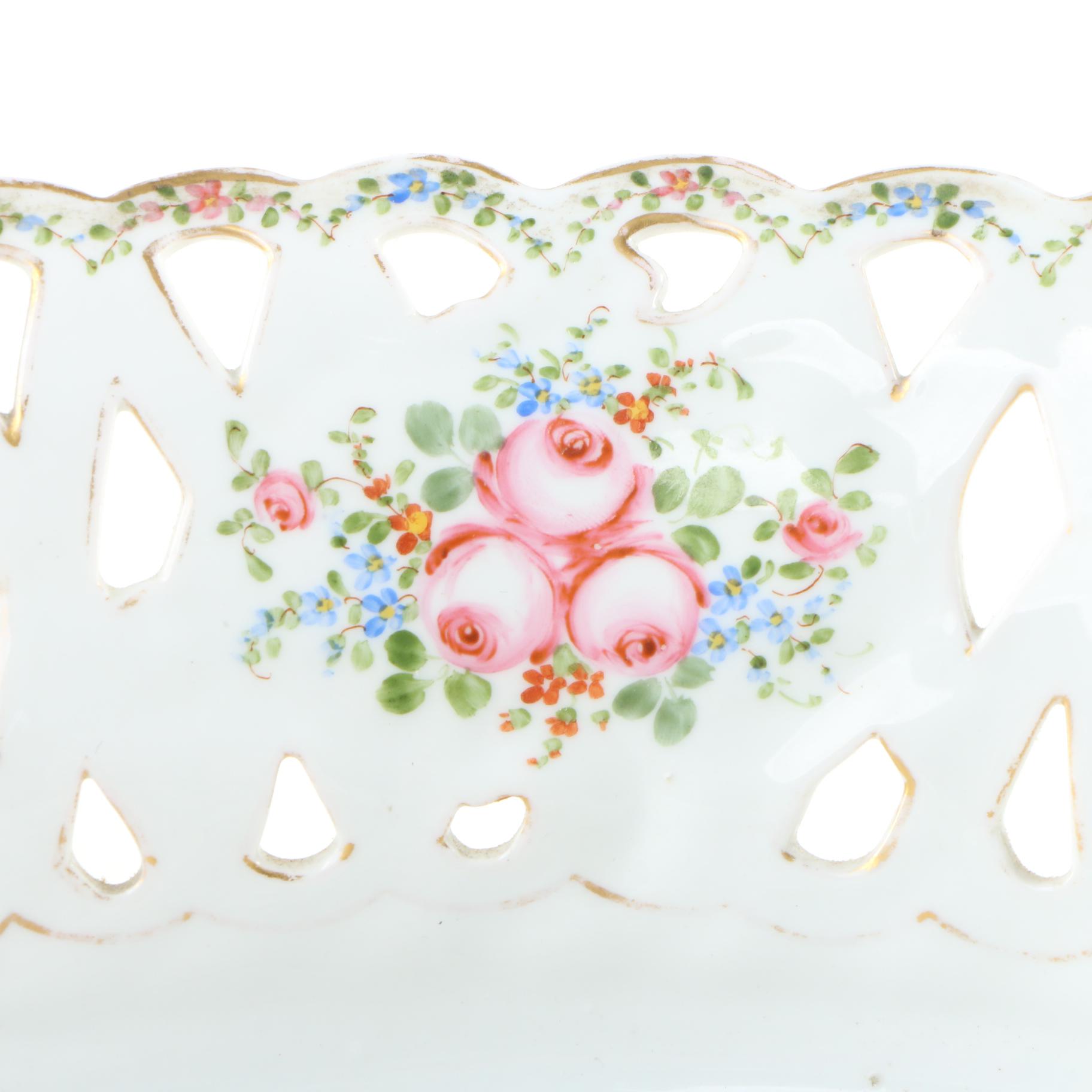 Hand-Painted Porcelain Compote with Floral Motif, Early 20th Century | EBTH