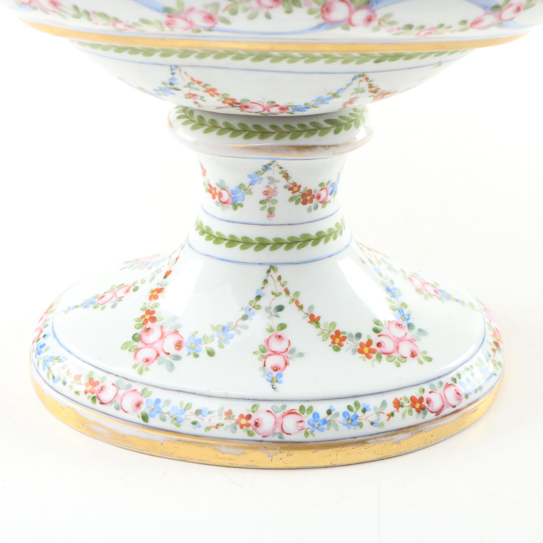 Hand-Painted Porcelain Compote with Floral Motif, Early 20th Century | EBTH