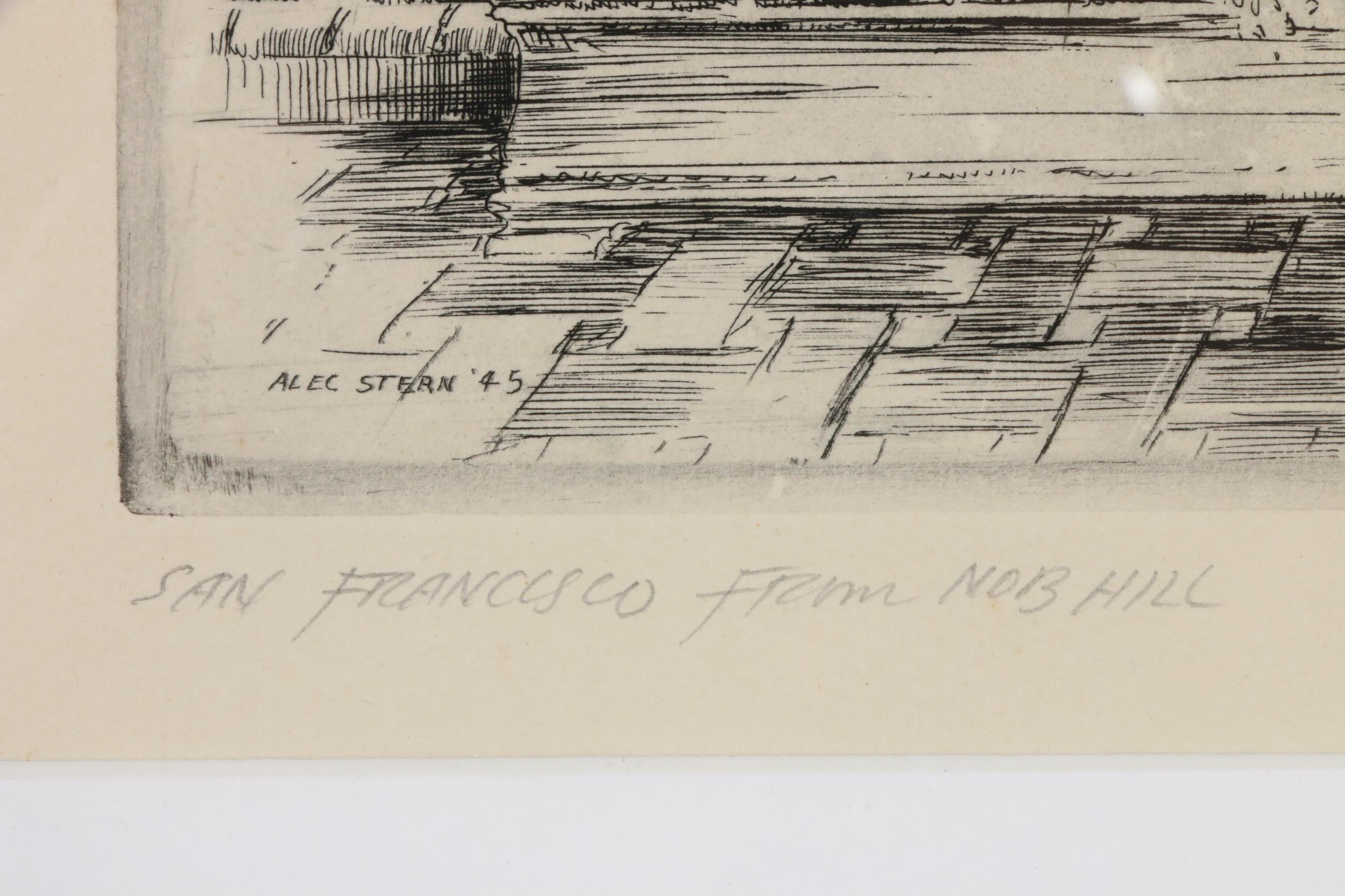 Alec Stern Drypoint Etching "San Francisco from Nob Hill," 20th Century ...