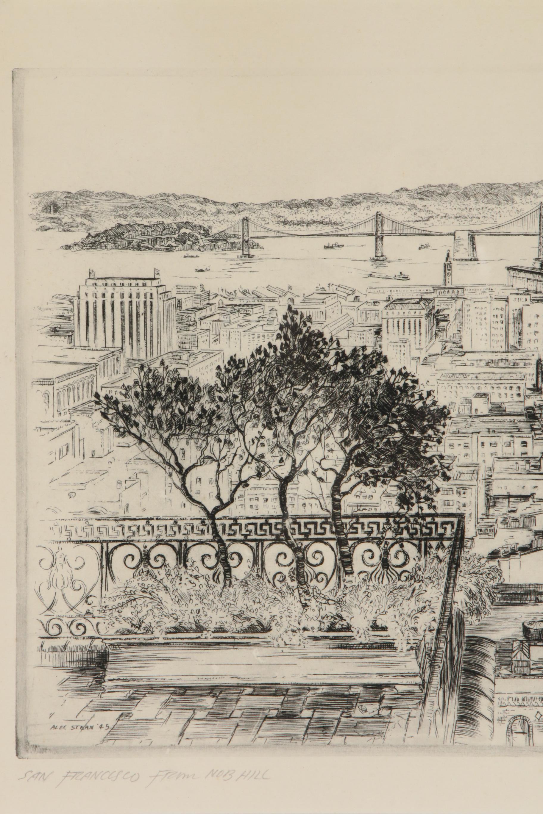 Alec Stern Drypoint Etching "San Francisco from Nob Hill," 20th Century ...