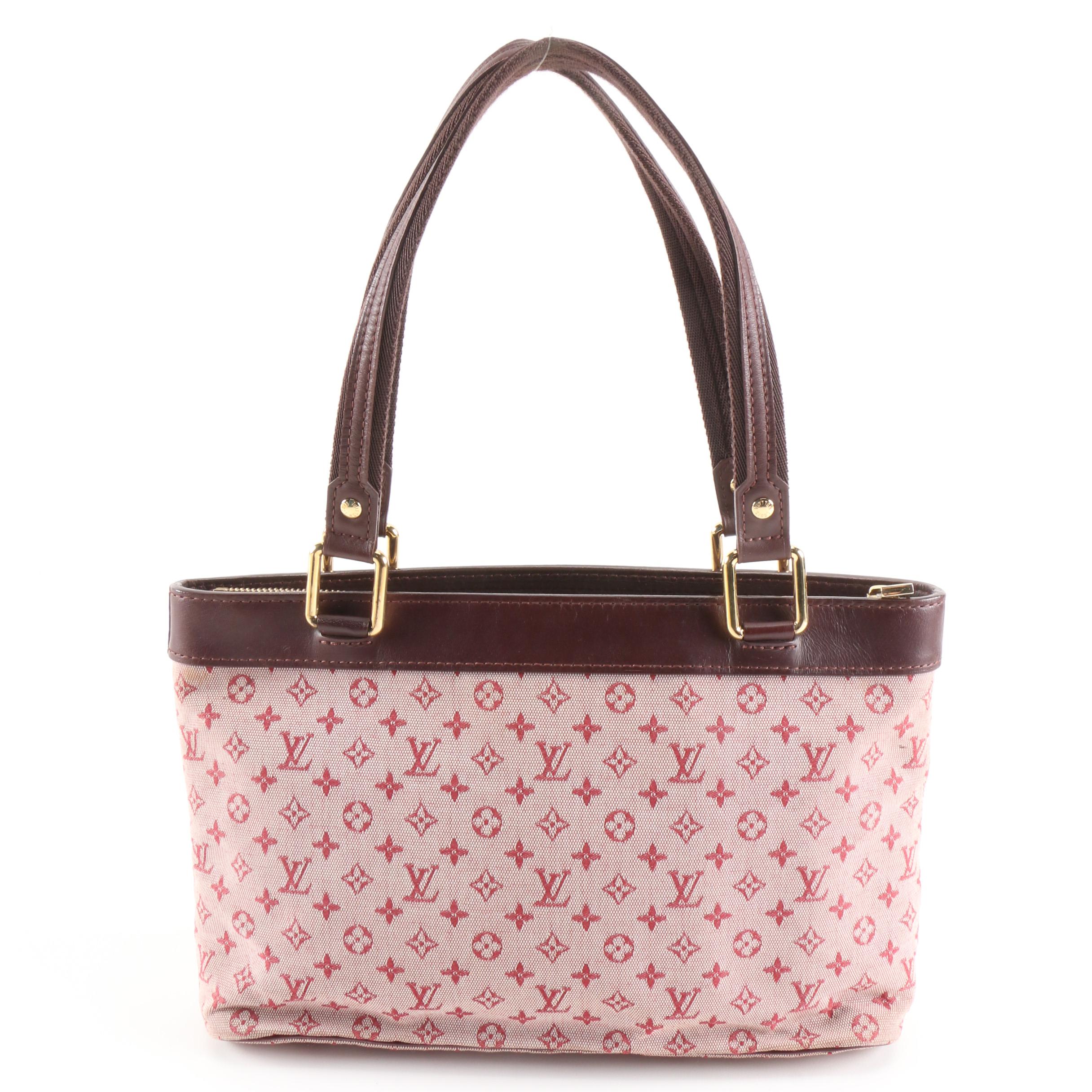Louis Vuitton Lucille PM Bag in Cherry Red Monogram Mini Lin Canvas and ...