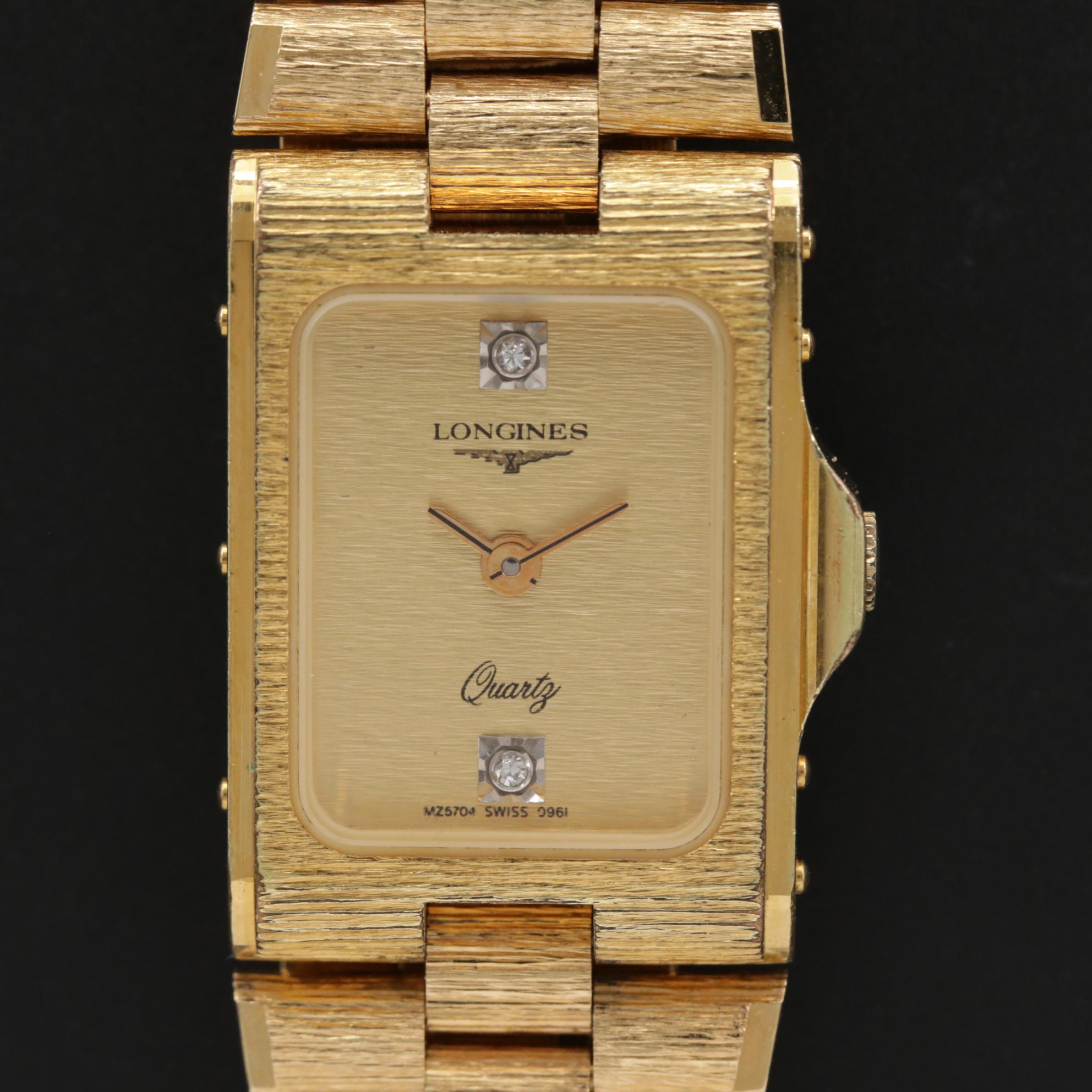 Vintage Longines Gold Tone Diamond Dial Quartz Wristwatch | EBTH