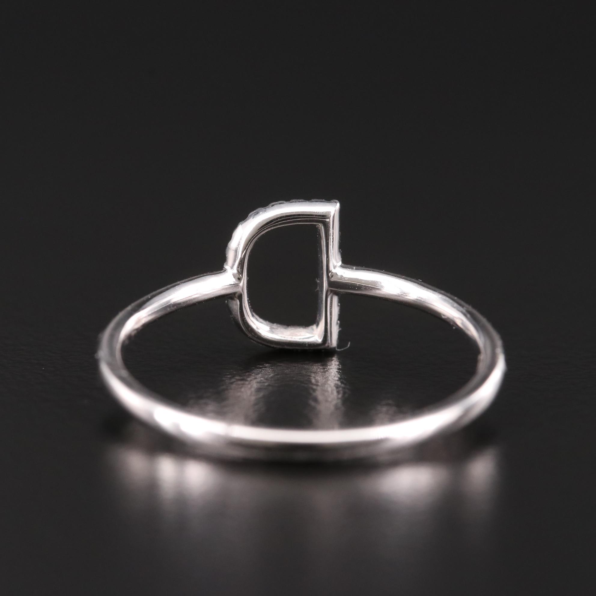 14K White Gold Diamond "D" Initial Ring | EBTH