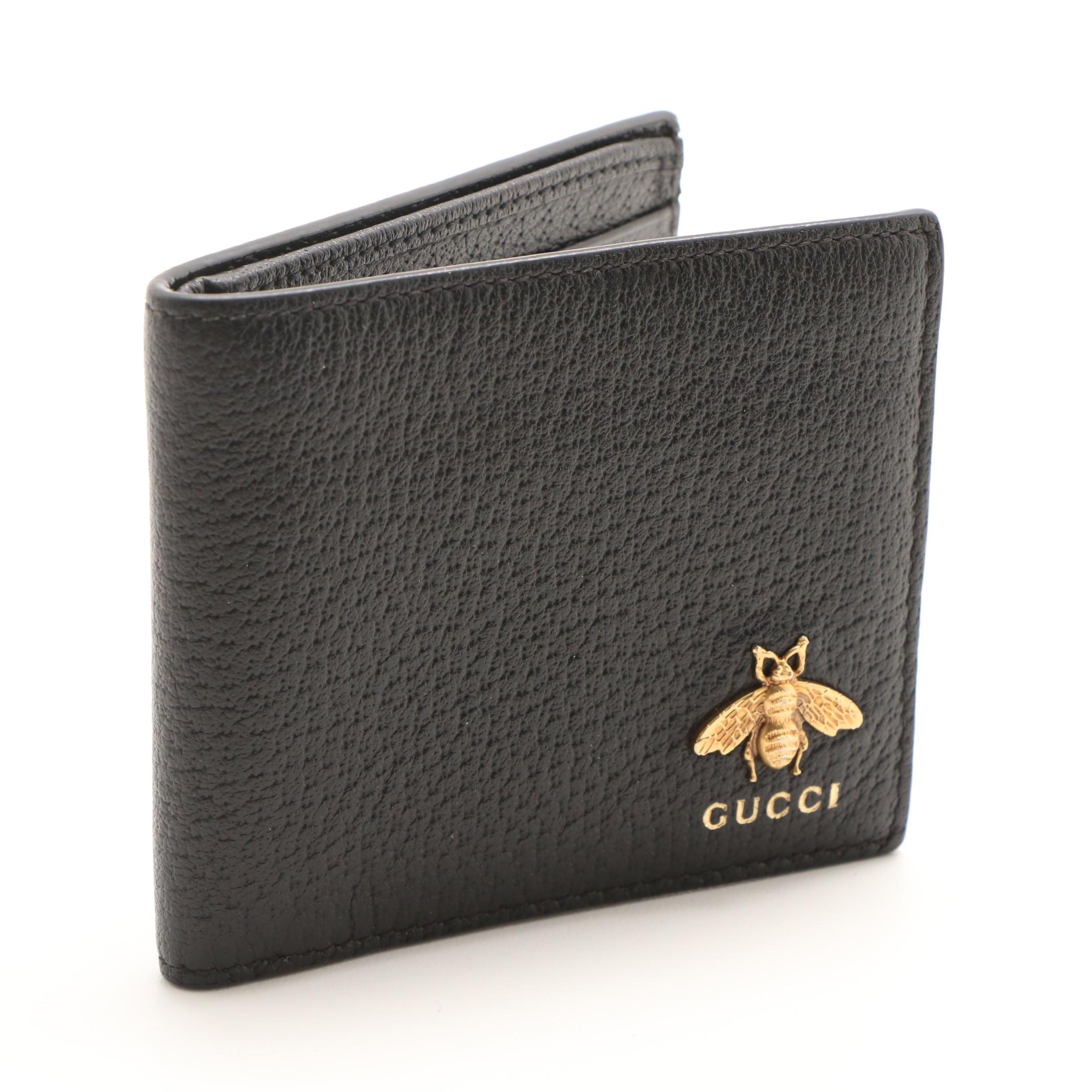 Gucci Animalier Black Leather Bee Bifold Wallet | EBTH