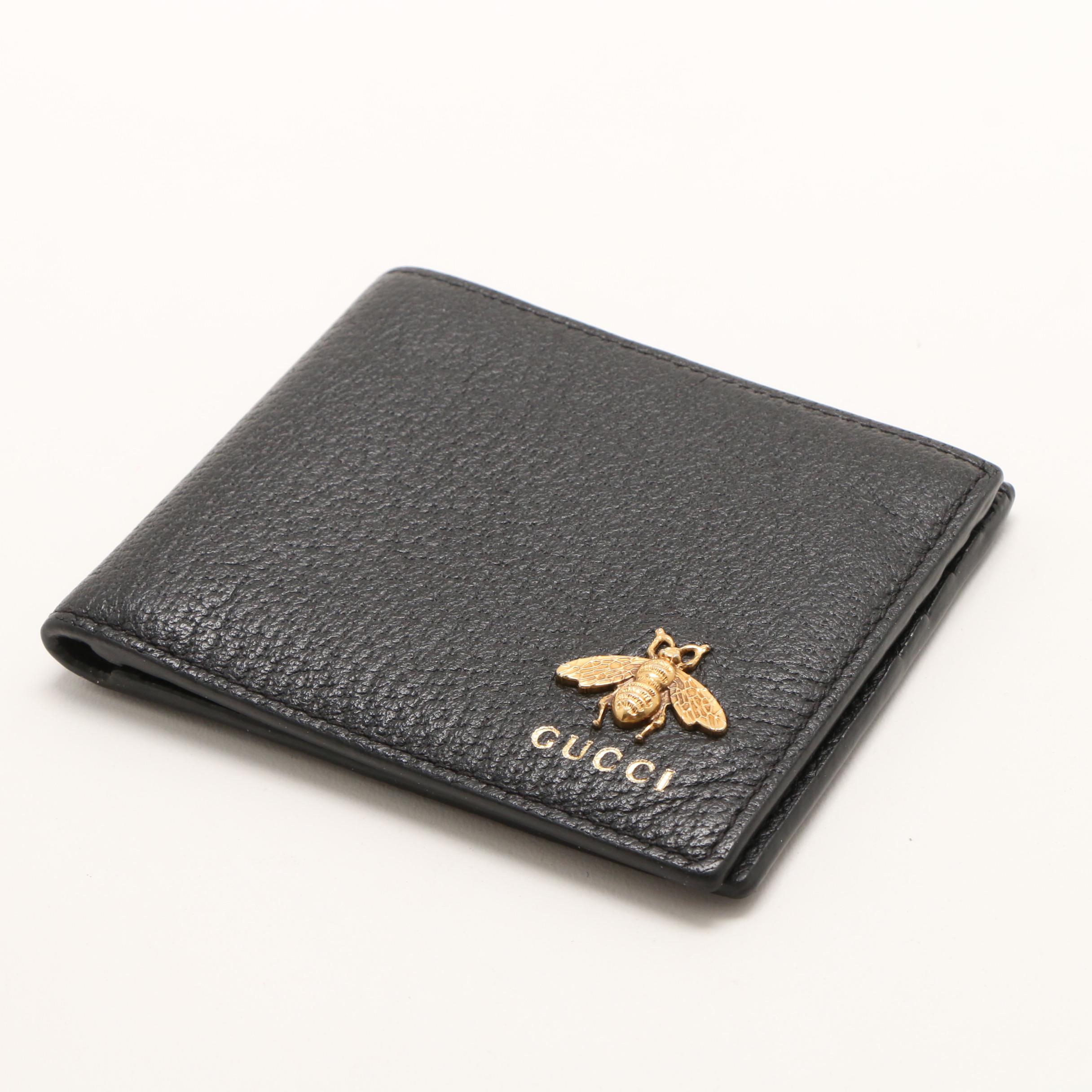 Gucci Animalier Black Leather Bee Bifold Wallet | EBTH