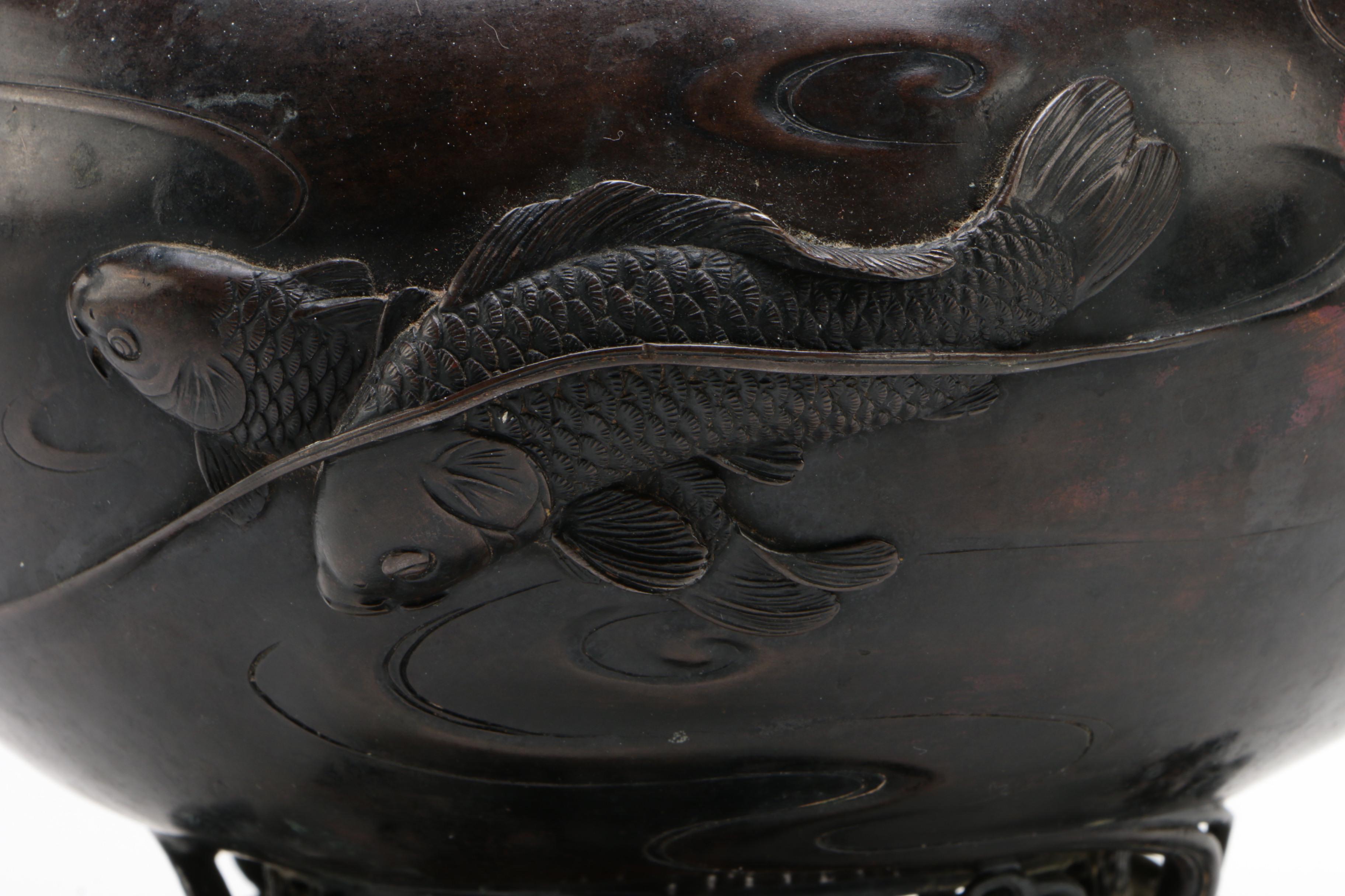 Japanese Bronze with Koi Motif, Meiji Period | EBTH