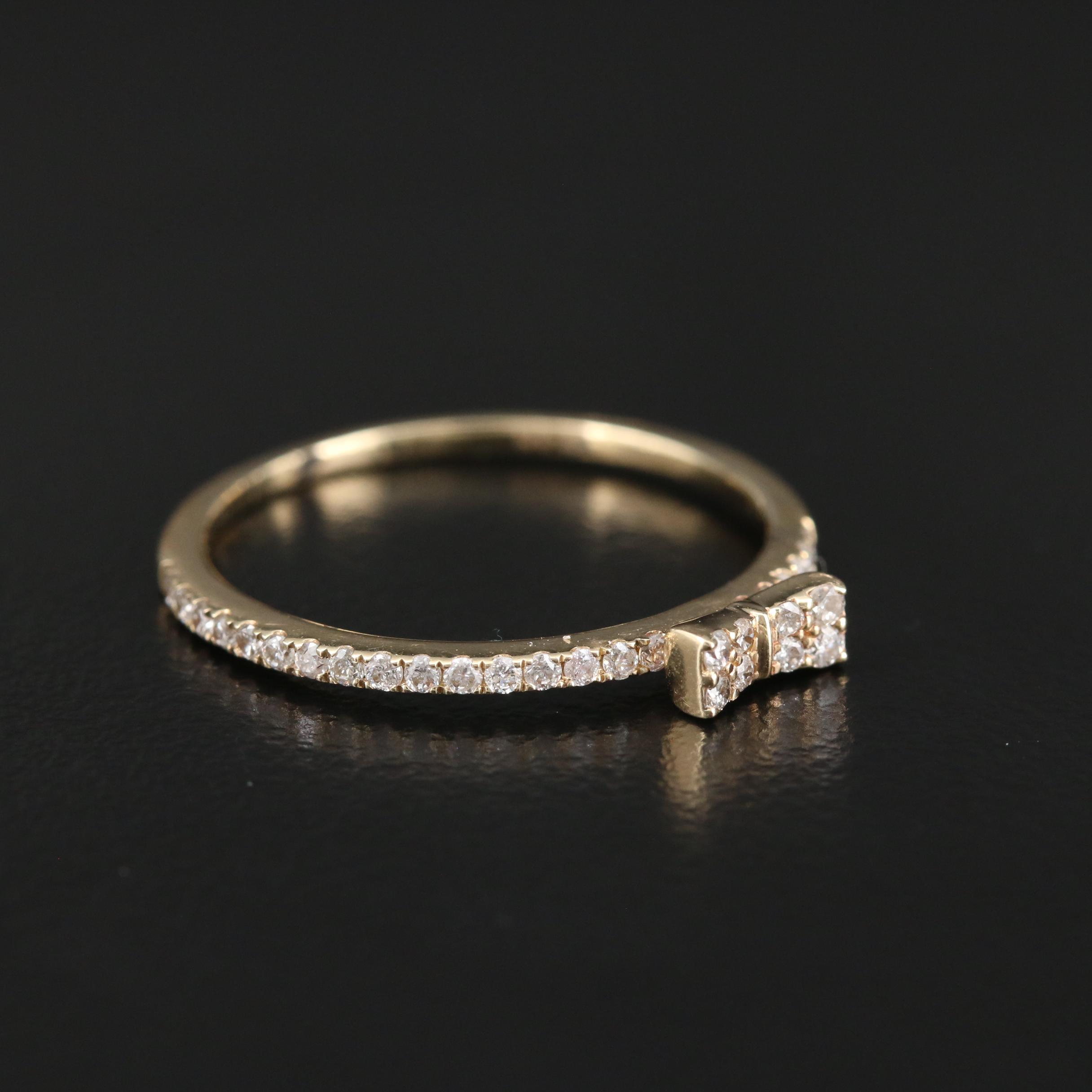 14K Yellow Gold Diamond Ribbon Ring | EBTH