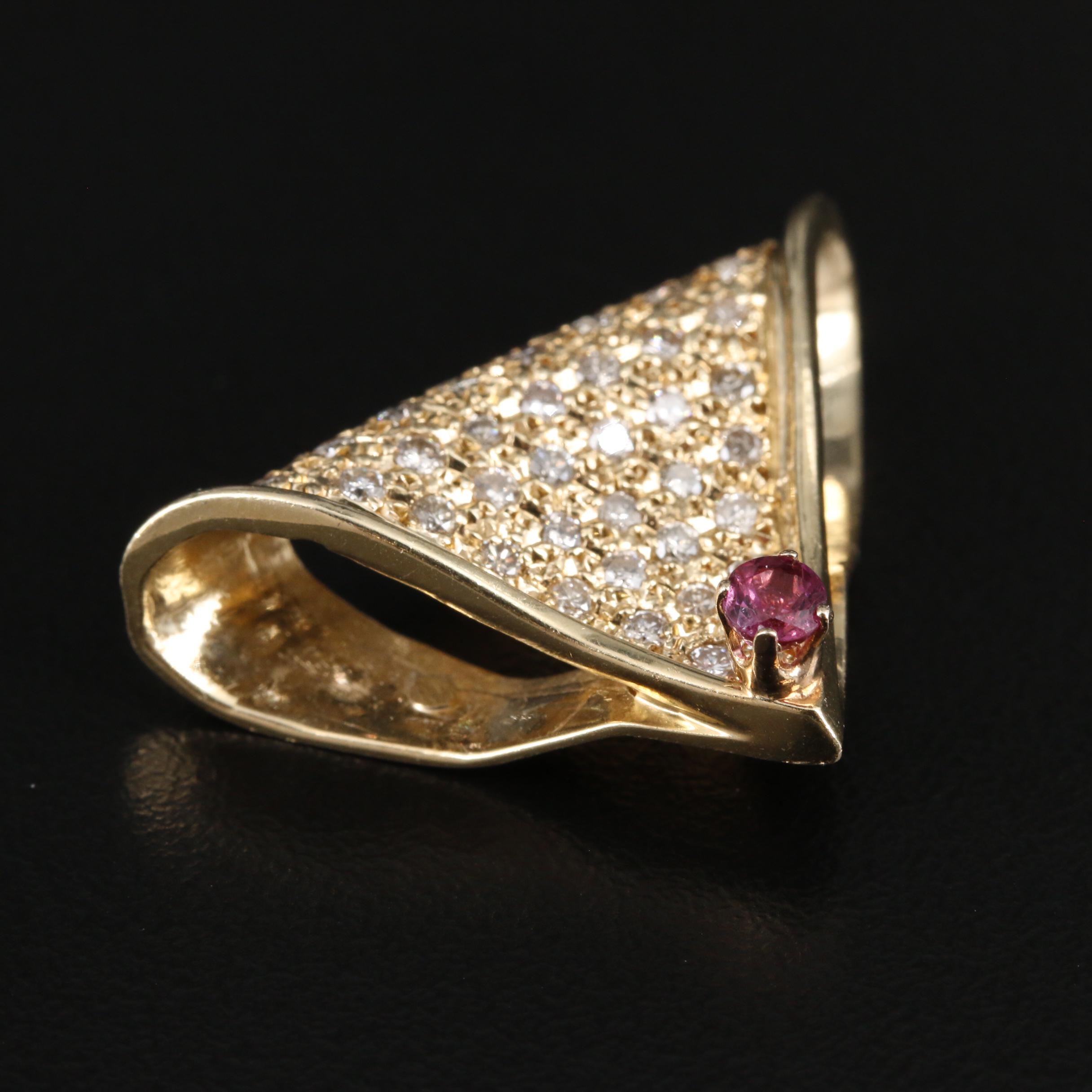 14K Yellow Gold Ruby and Diamond Slide Pendant | EBTH