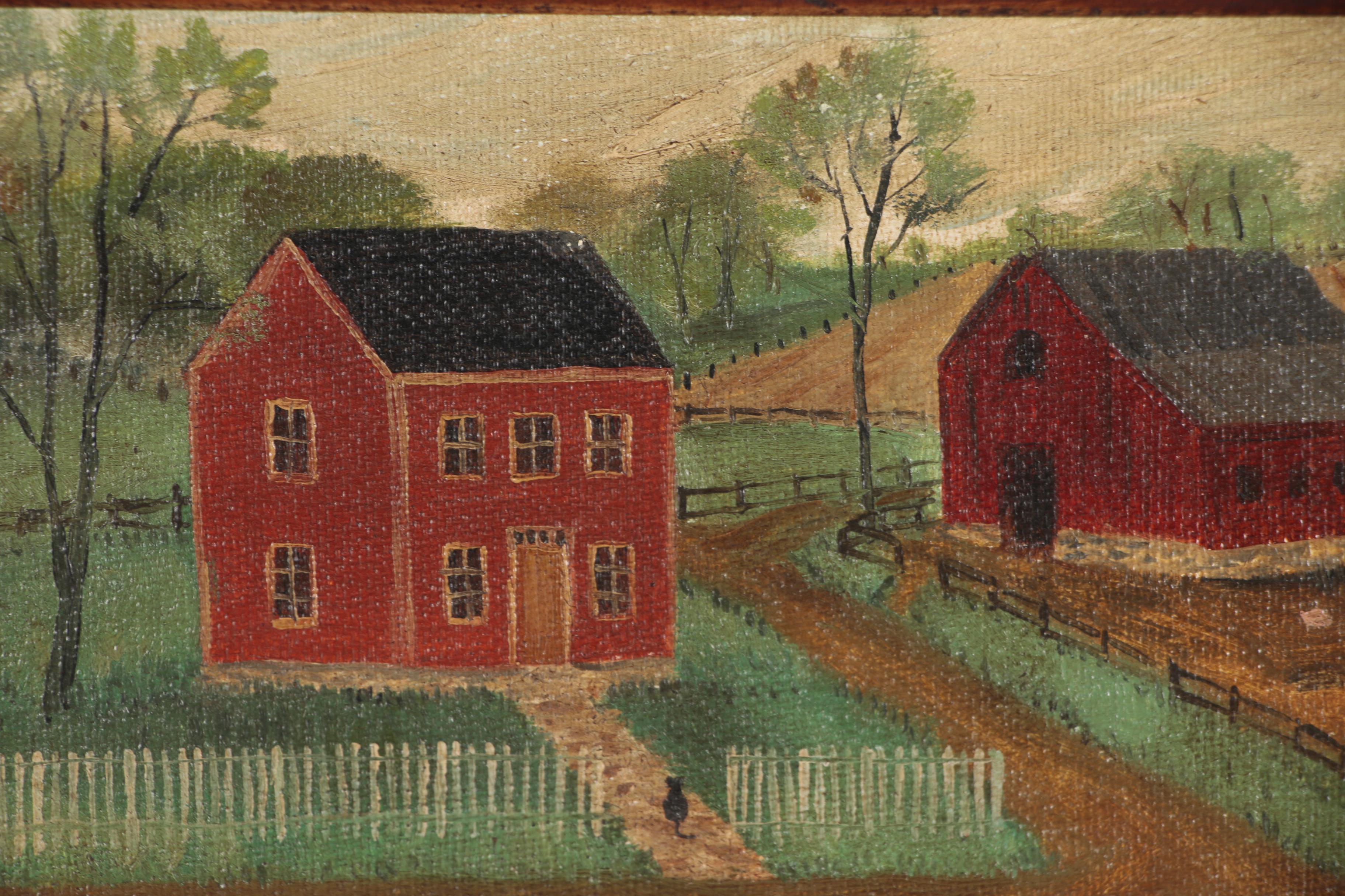 Elizabeth F. Gilkey Folk Art Oil Painting "Pennsylvania Farm House" | EBTH