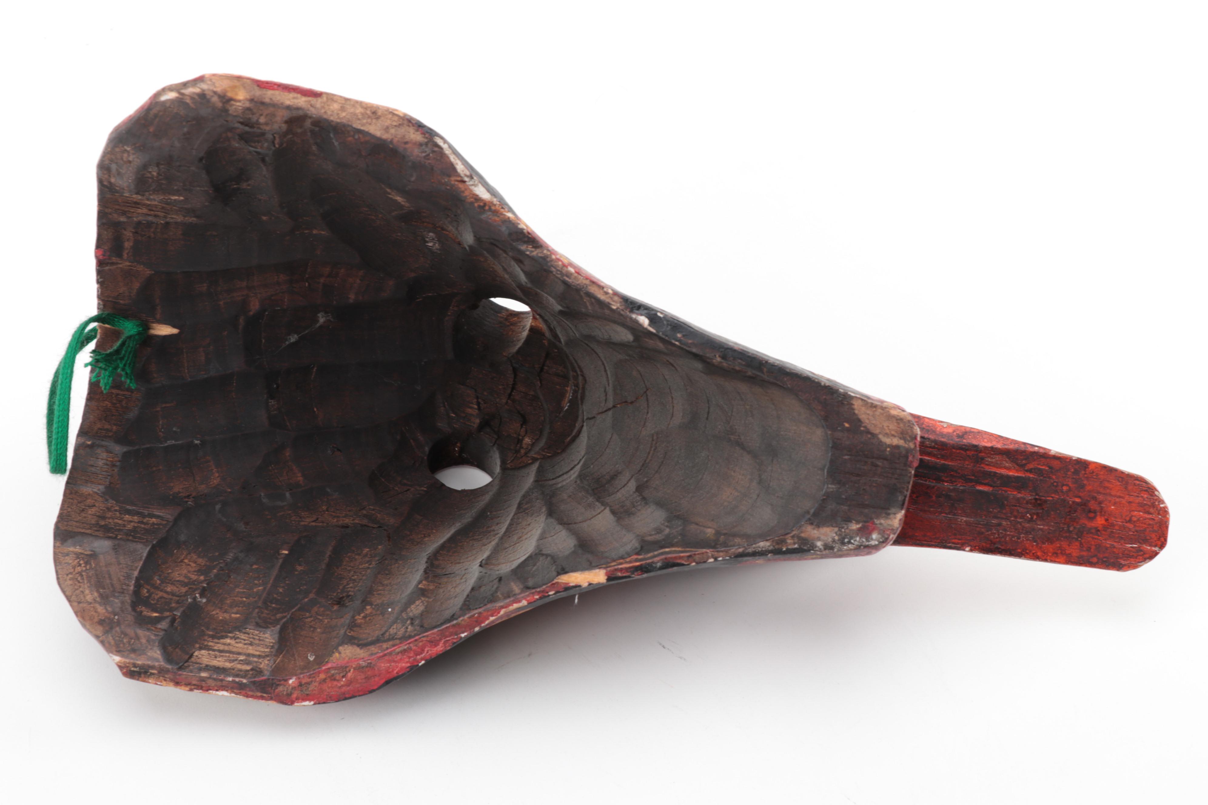 South American Folk Art Carved and Polychromed Wood Animal Spirit Mask ...